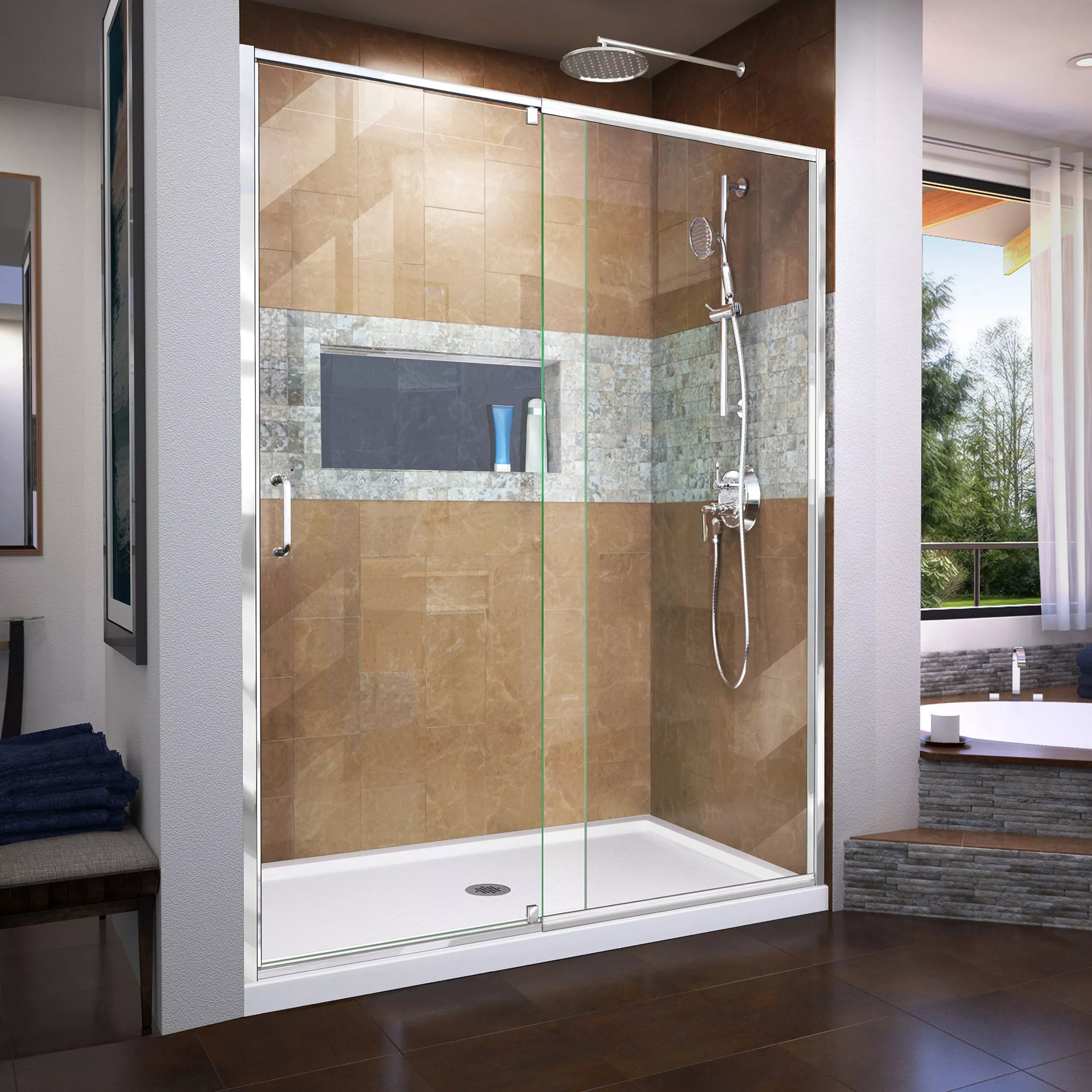 Flex Chrome Semi-Frameless Pivot Shower Door | Floor and Decor