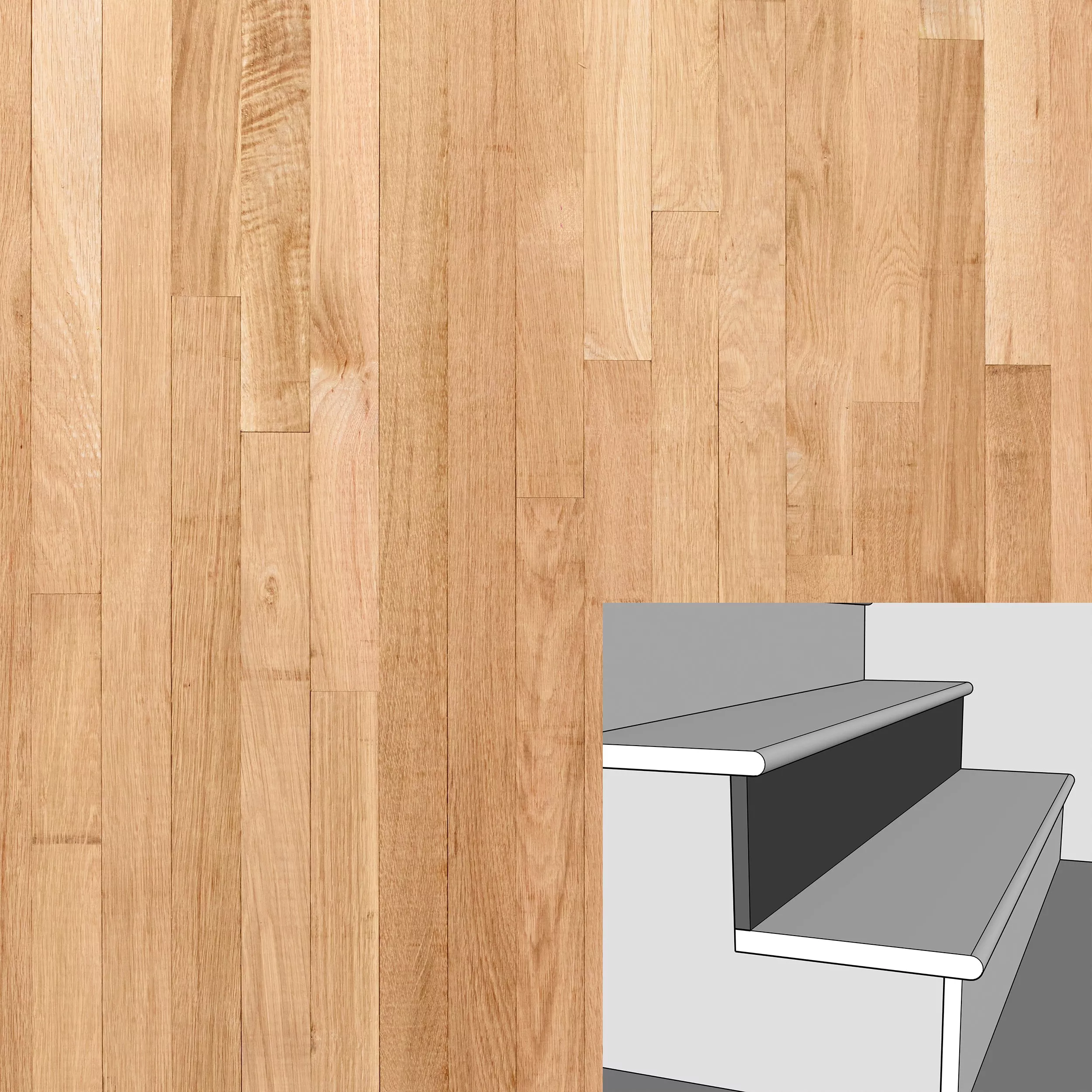 White Primed Poplar Retro Stair Riser - 42in. | Floor and Decor