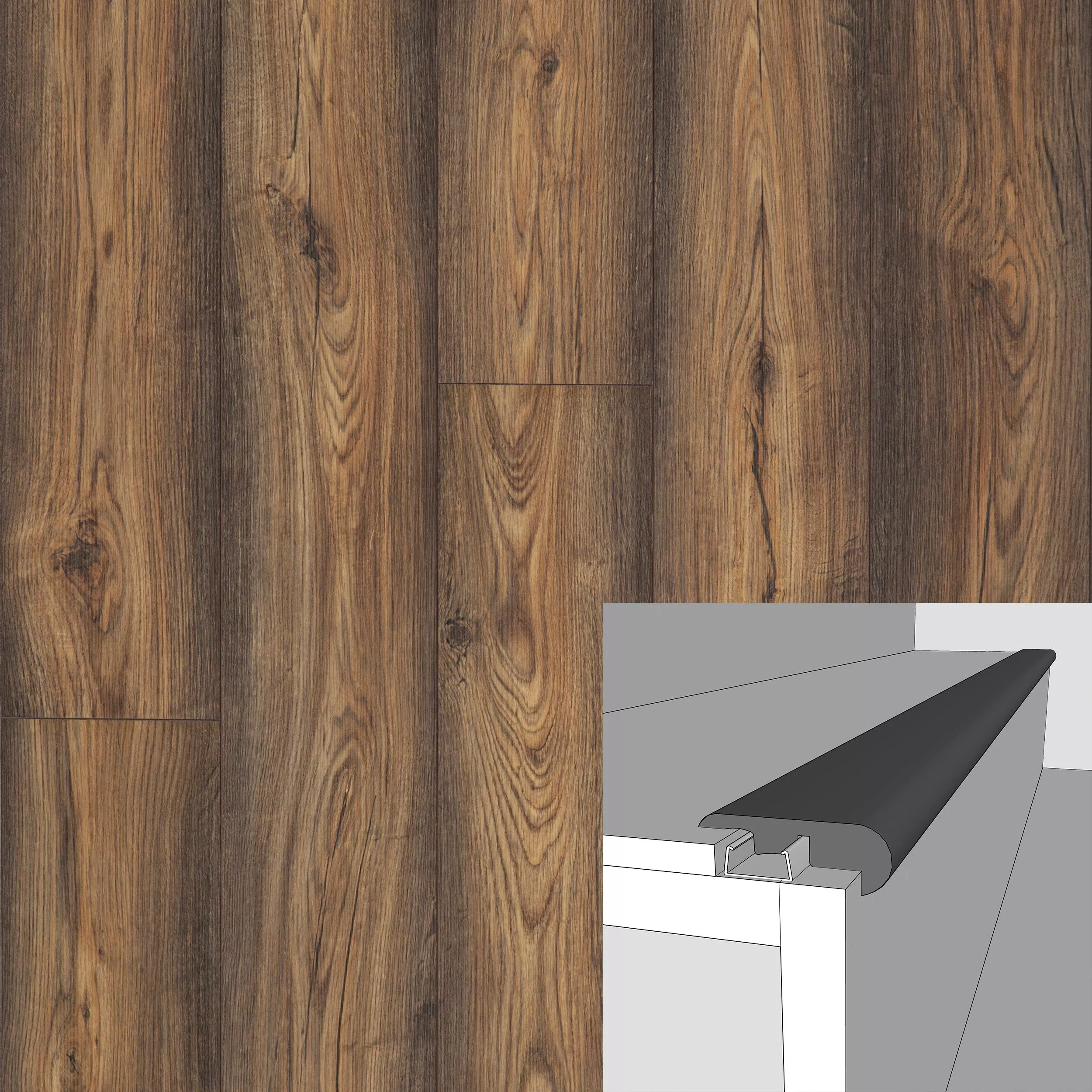 Medford Forest 94 in. Laminate Overlapping Stair Nose | Floor and Decor