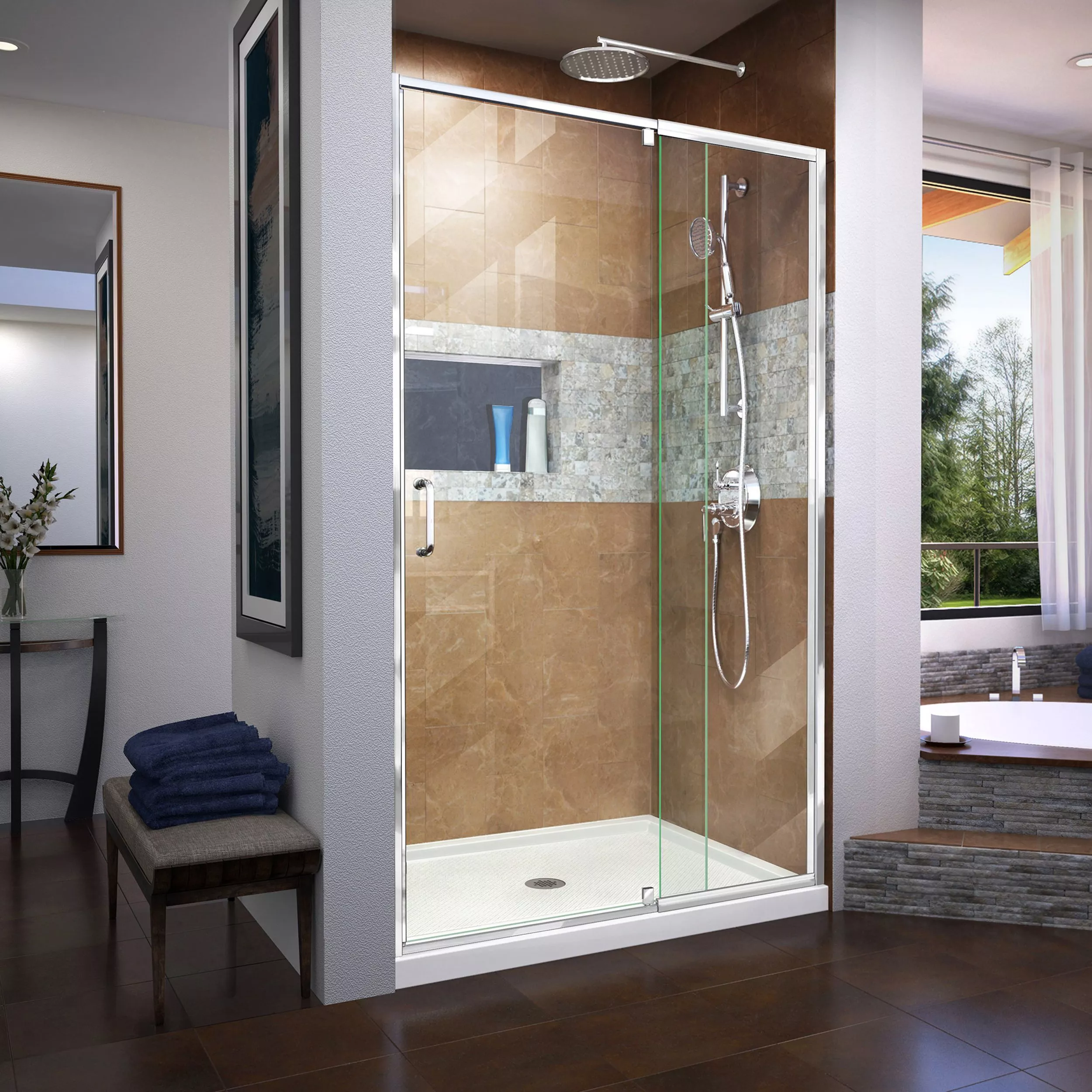 Flex Chrome Single Panel Frameless Shower Screen | Floor and Decor
