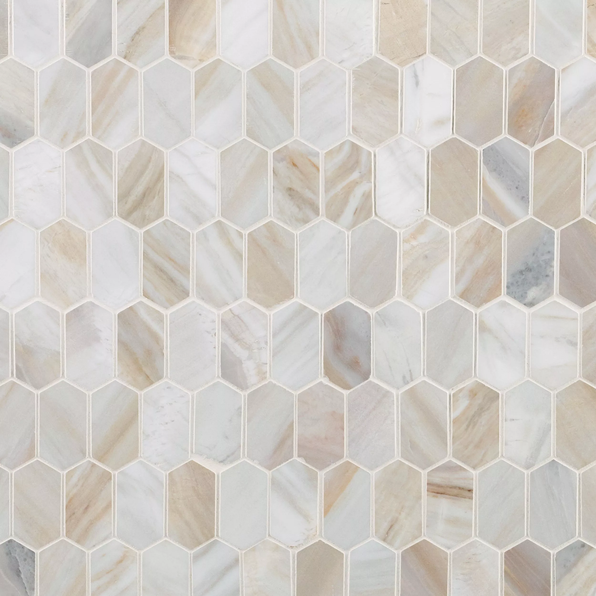 Coastal Crema Picket Marble Mosaic | Floor and Decor