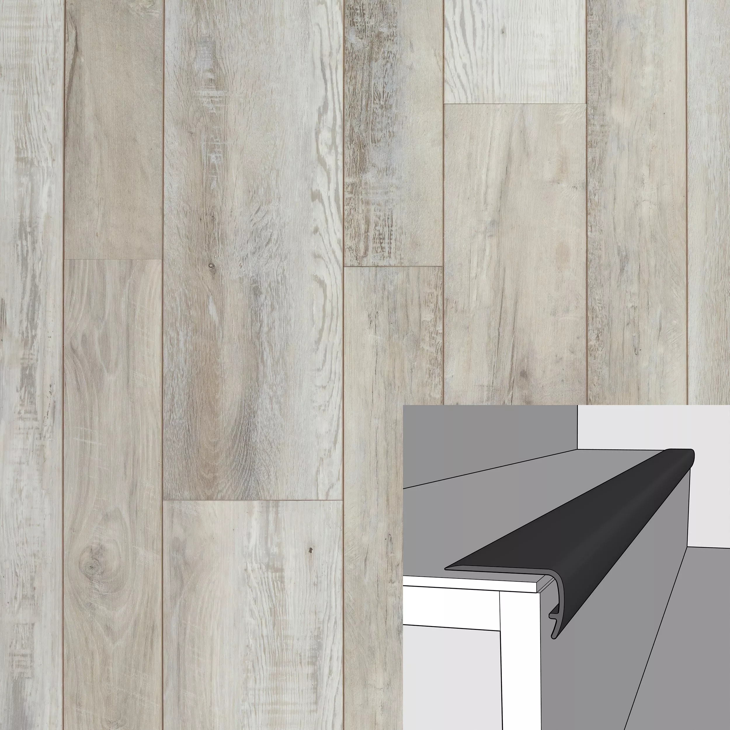 Durham Ashe 94in. Vinyl Overlapping Stair Nose | Floor and Decor