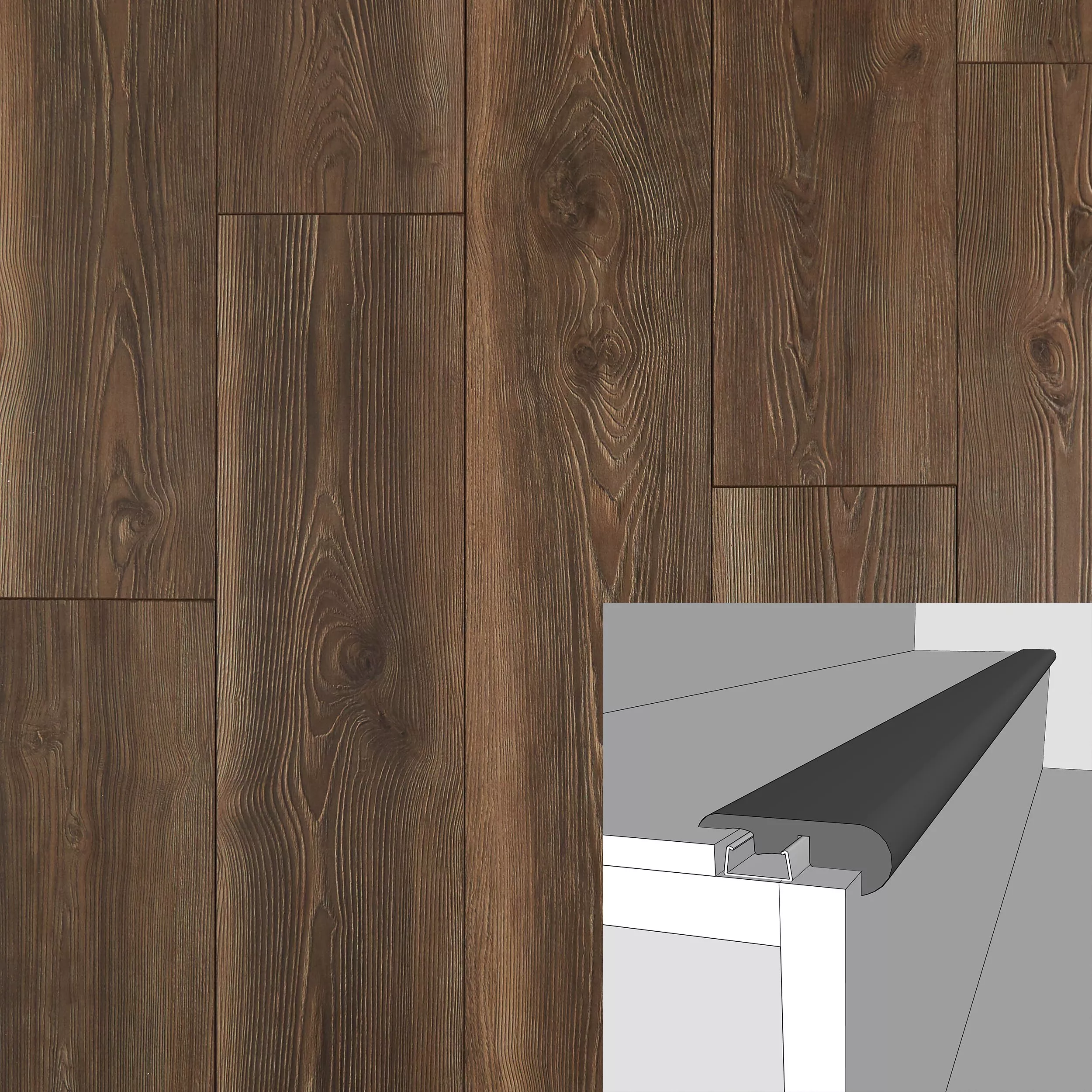 Velencia Pine 94in. Laminate Overlapping Stair Nose | Floor and Decor