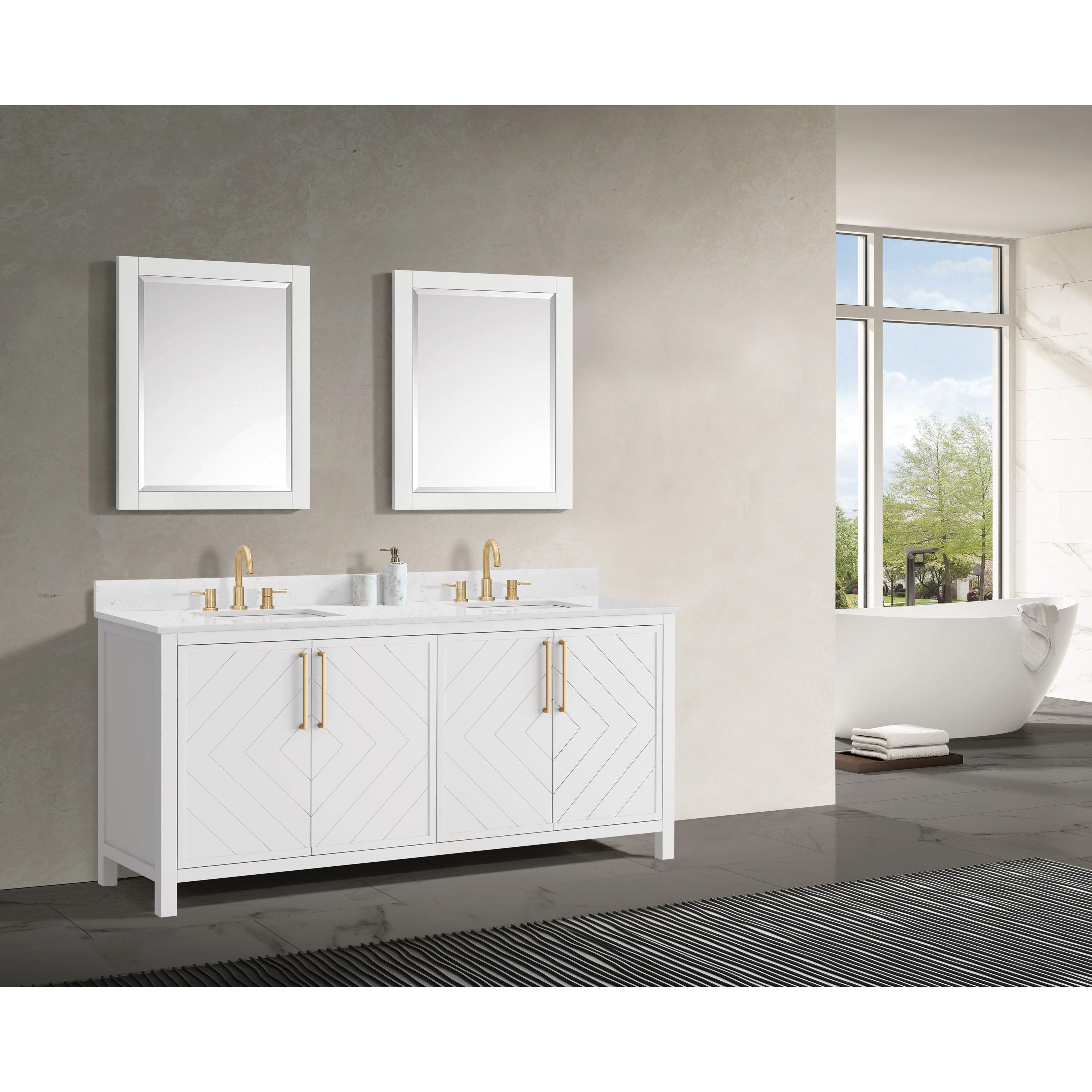 Blake 73 in. White Vanity with Engineered Marble Top | Floor and Decor