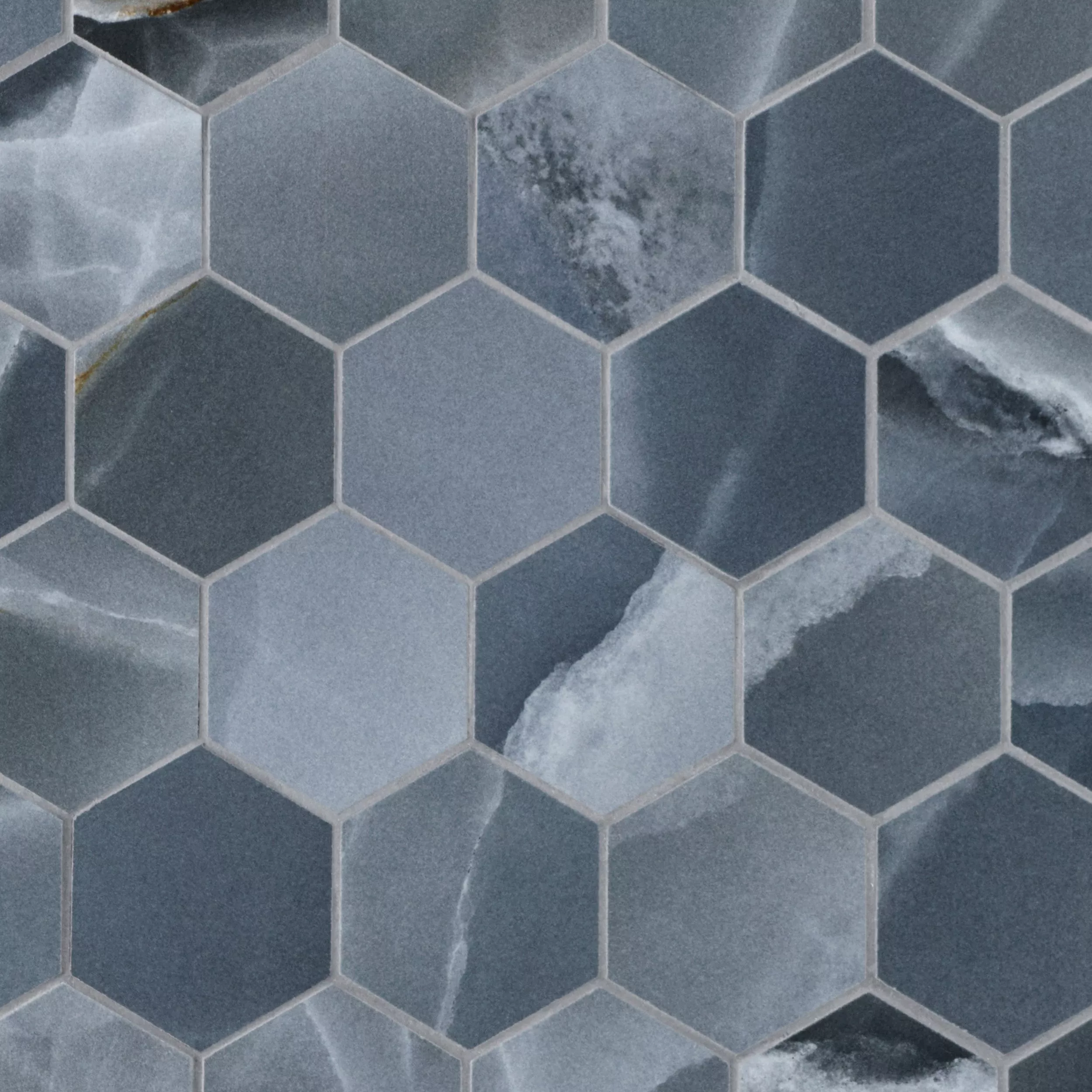 Belize Azul Polished Hexagon Porcelain Mosaic | Floor and Decor