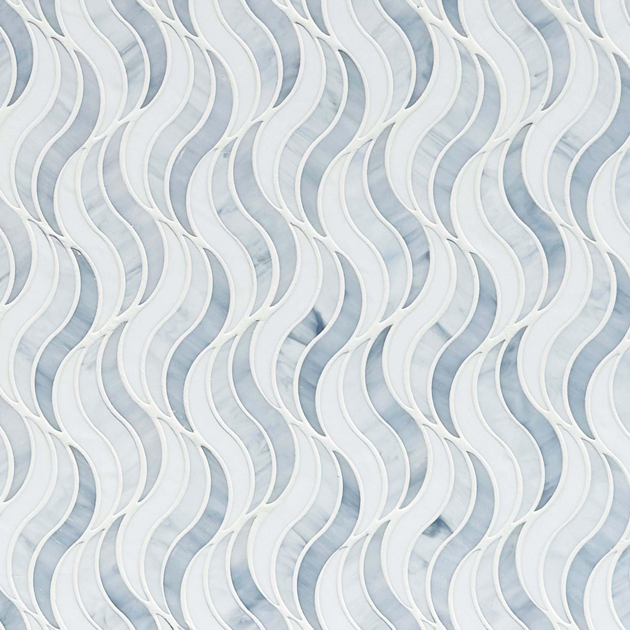 Santana Wave Fan Art Glass Mosaic Floor And Decor