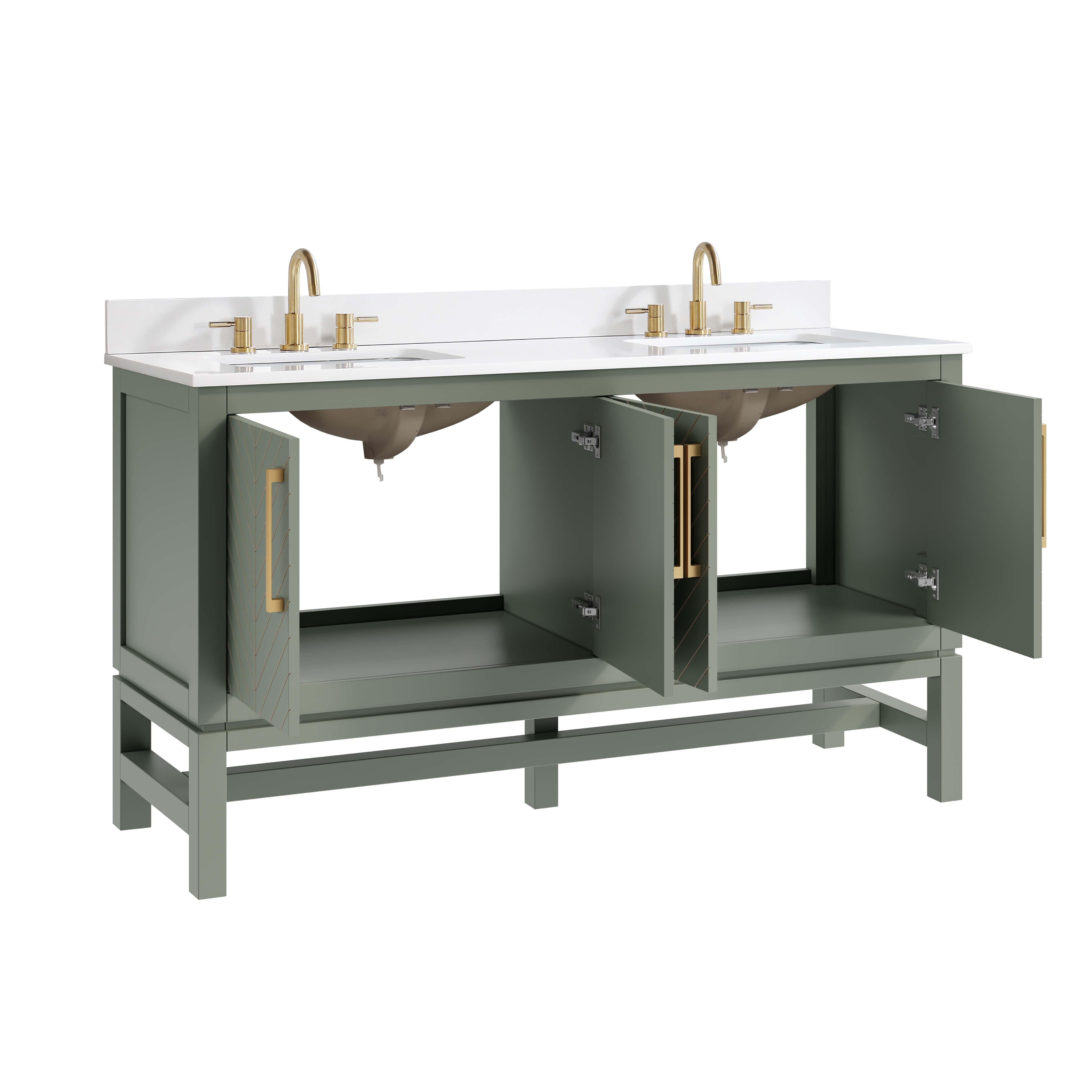 Liam 61 in. Smoke Green Vanity with Engineered Stone Top | Floor and Decor