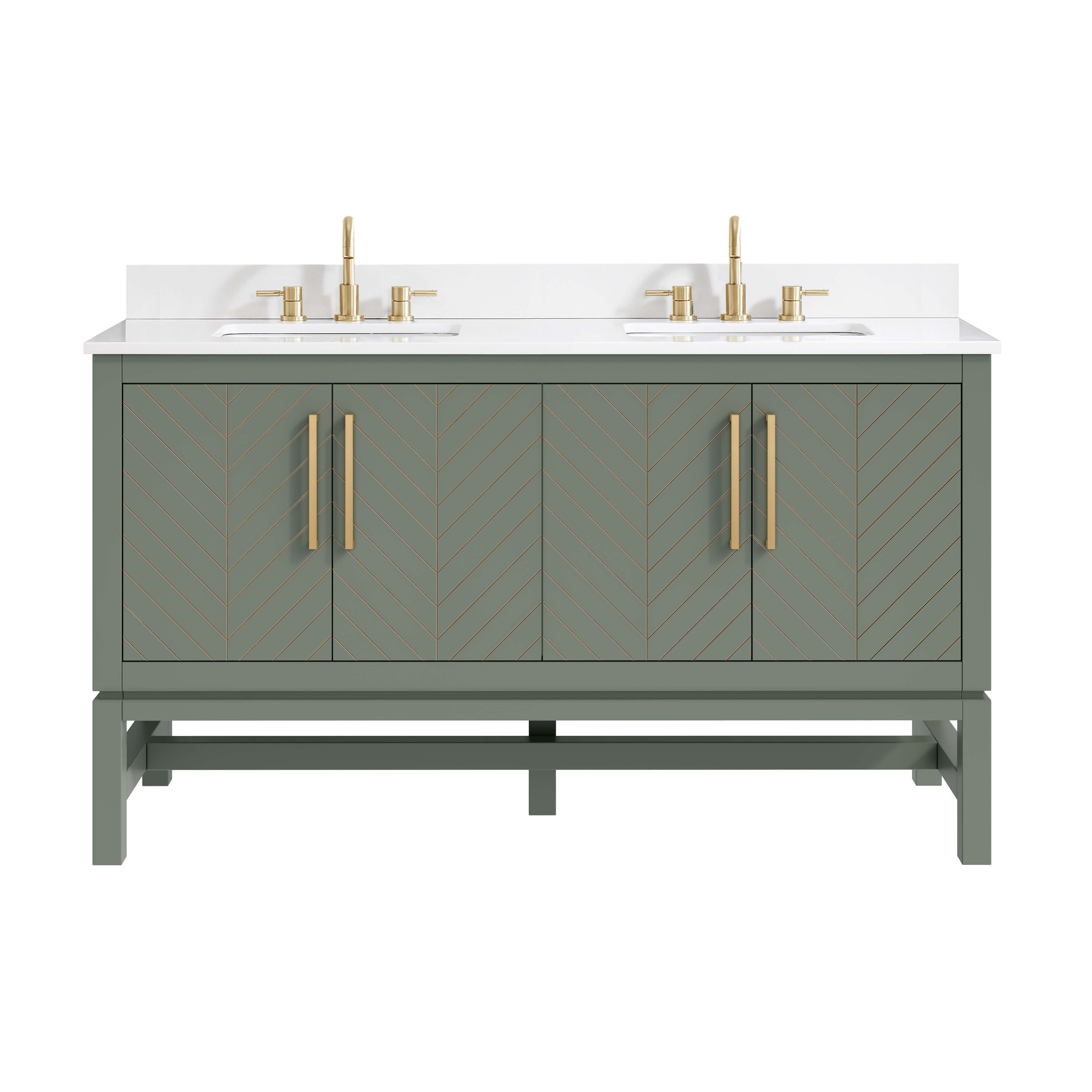 Liam 61 in. Smoke Green Vanity with Engineered Stone Top | Floor and Decor