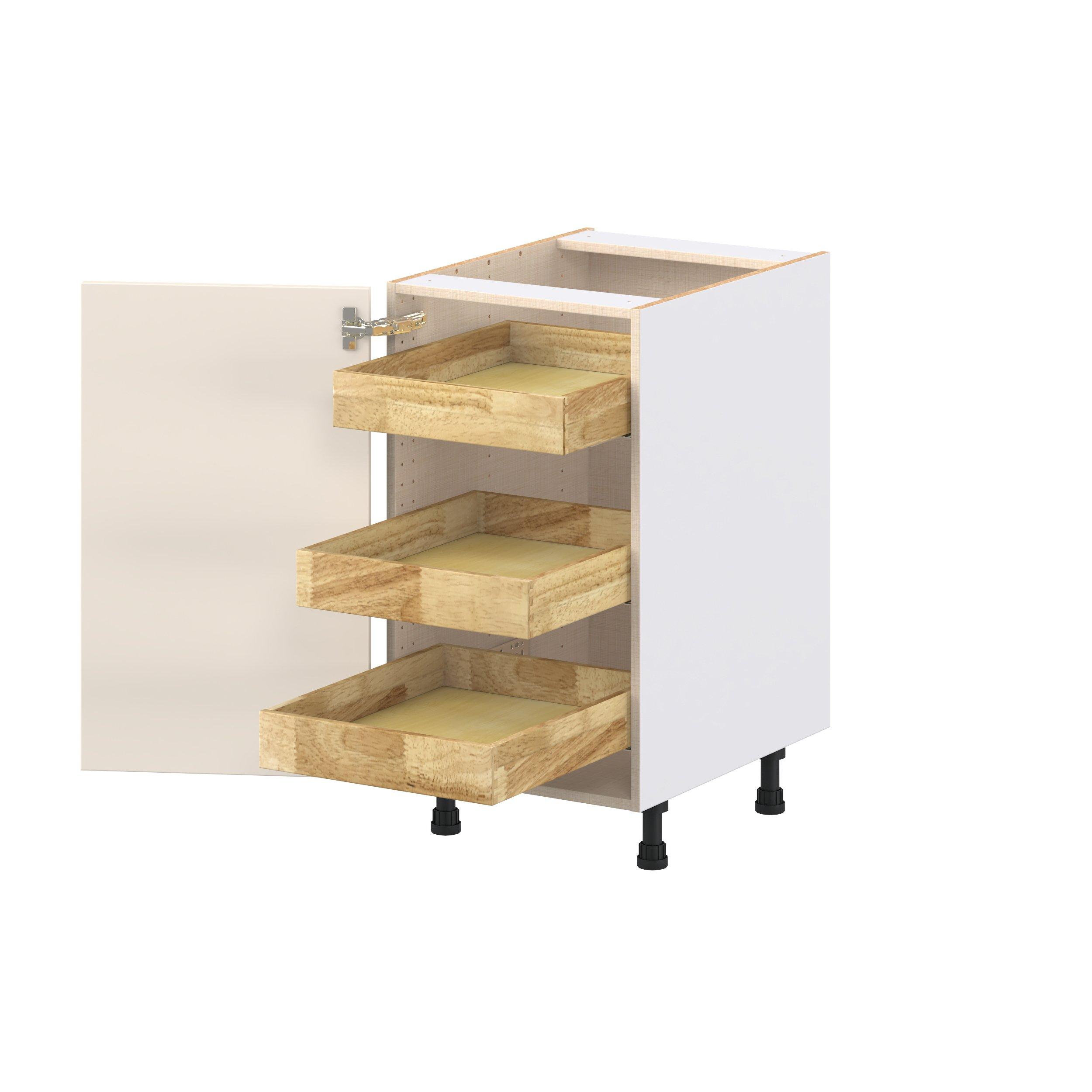 Linden 18 in. Painted Washed Linen Base Cabinet with Inner Pull-Out ...