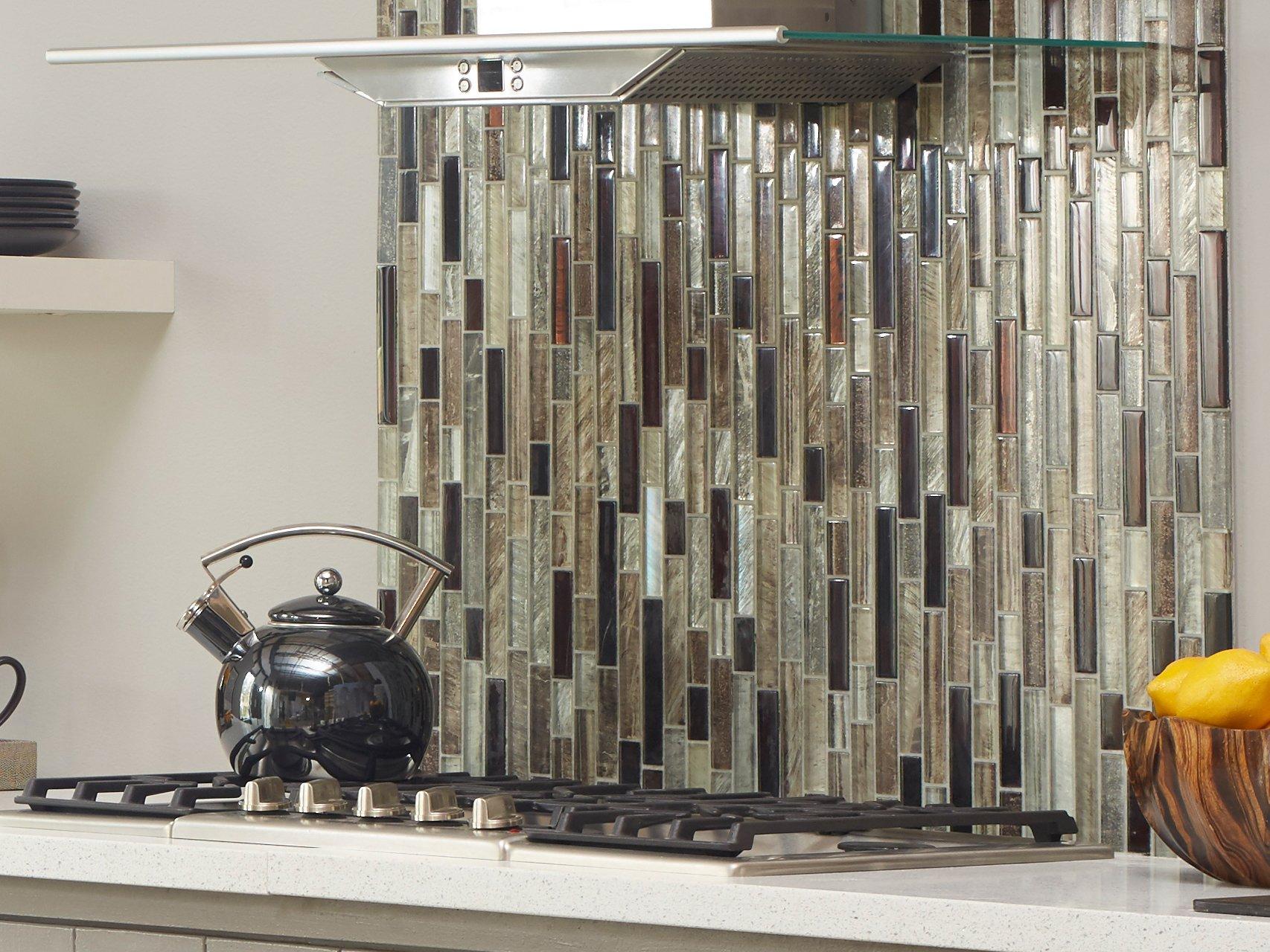 Reflections Light Polished Linear Glass Mosaic | Floor and Decor