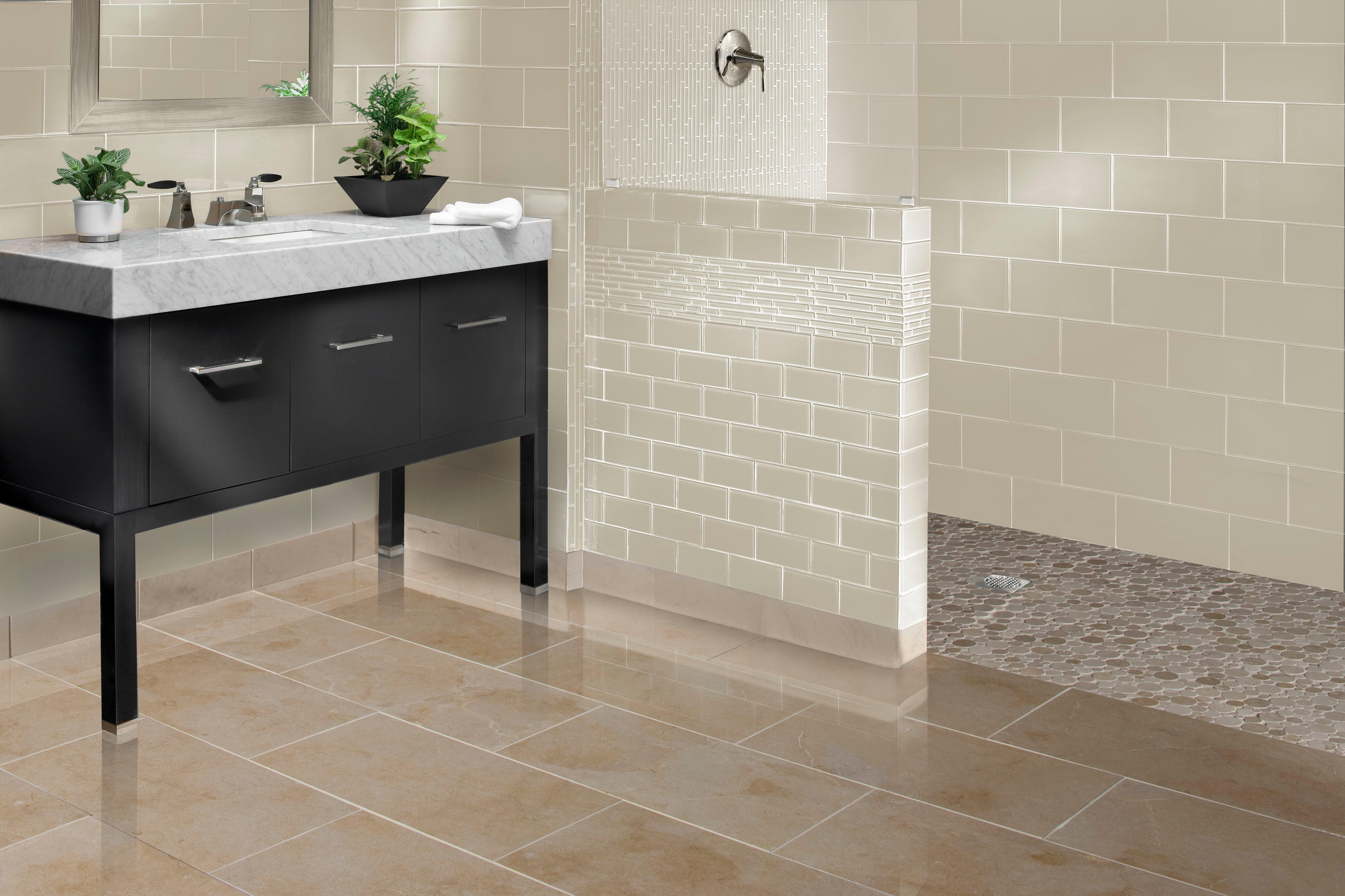 Crema Marfil Marble Bathroom