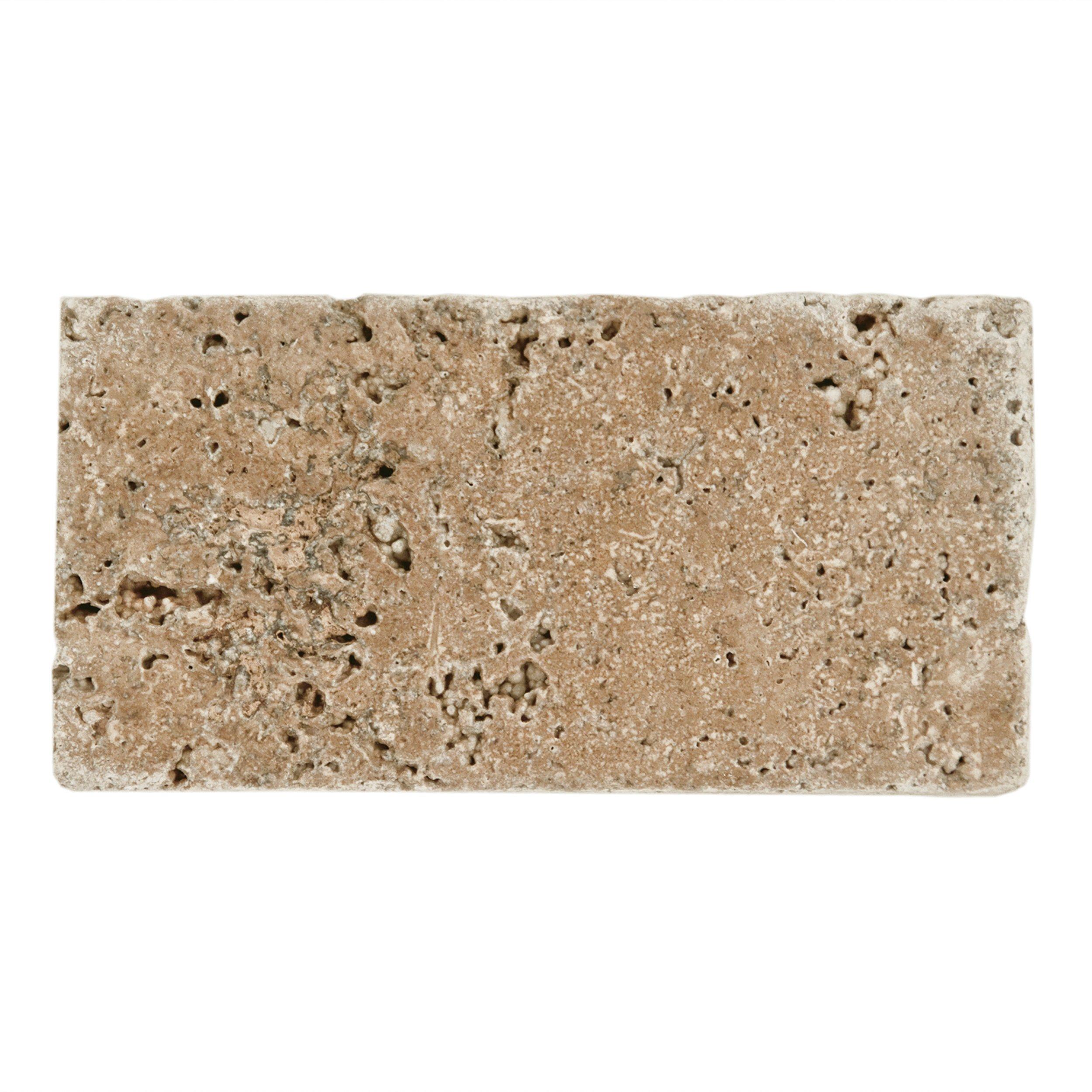 Noce Tumbled Travertine Tile - 4 x 4 - 932100267 | Floor and Decor