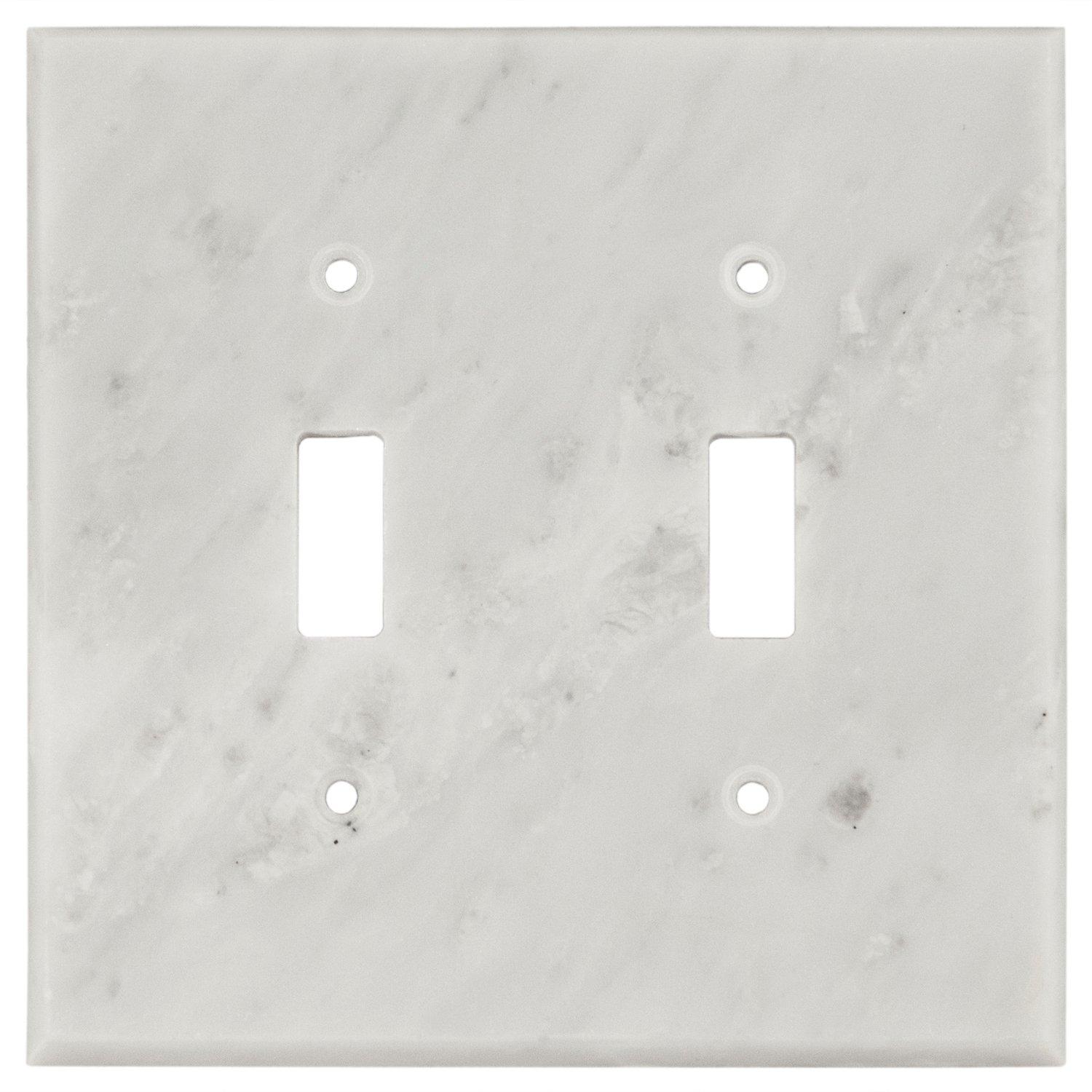 Carrara White Marble Double Toggle Switch Plate, 60% OFF