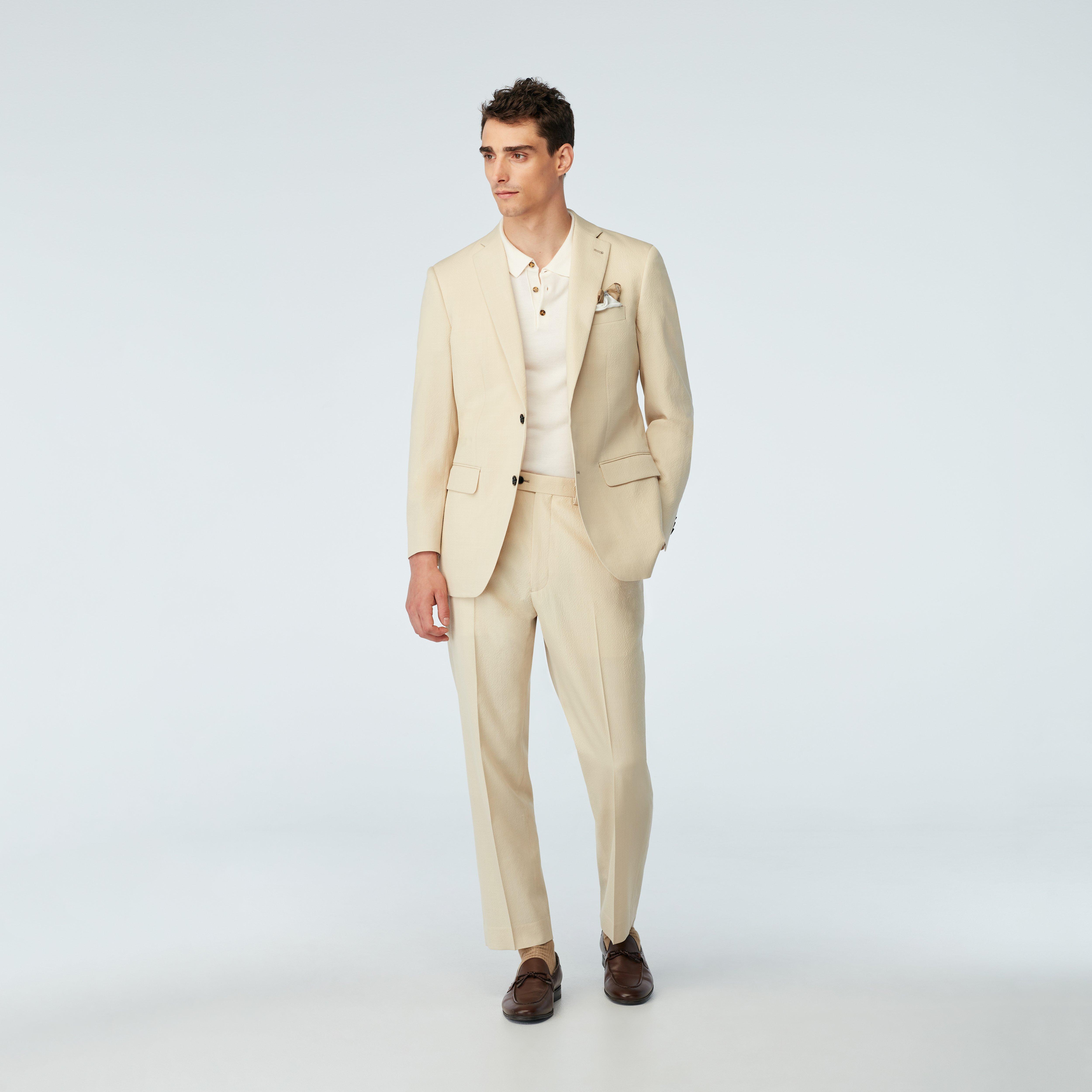 Custom Blazers Made For You - Stapleford Seersucker Cream Blazer ...