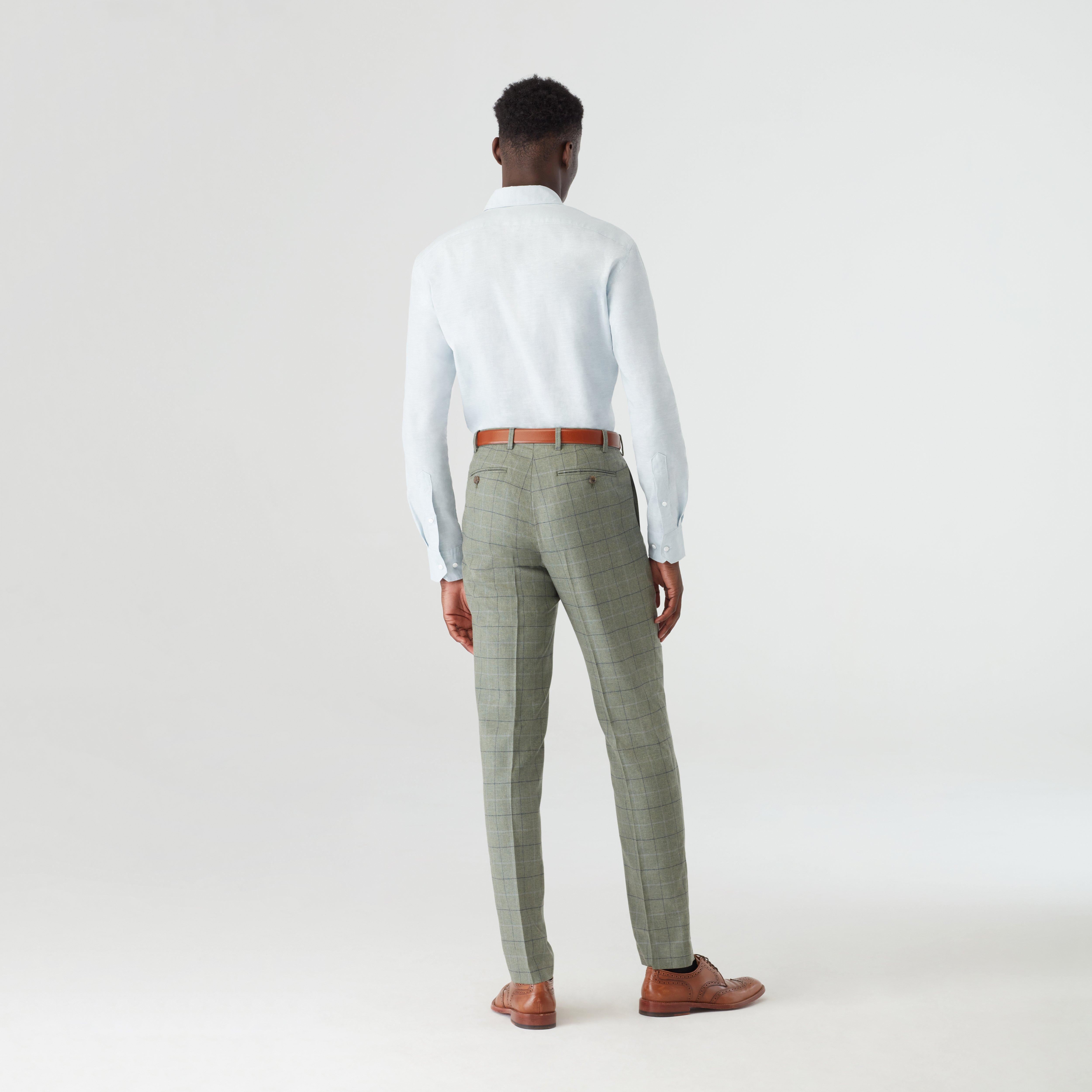 Custom Pants Made For You - Brighton Windowpane Sage Pants | INDOCHINO