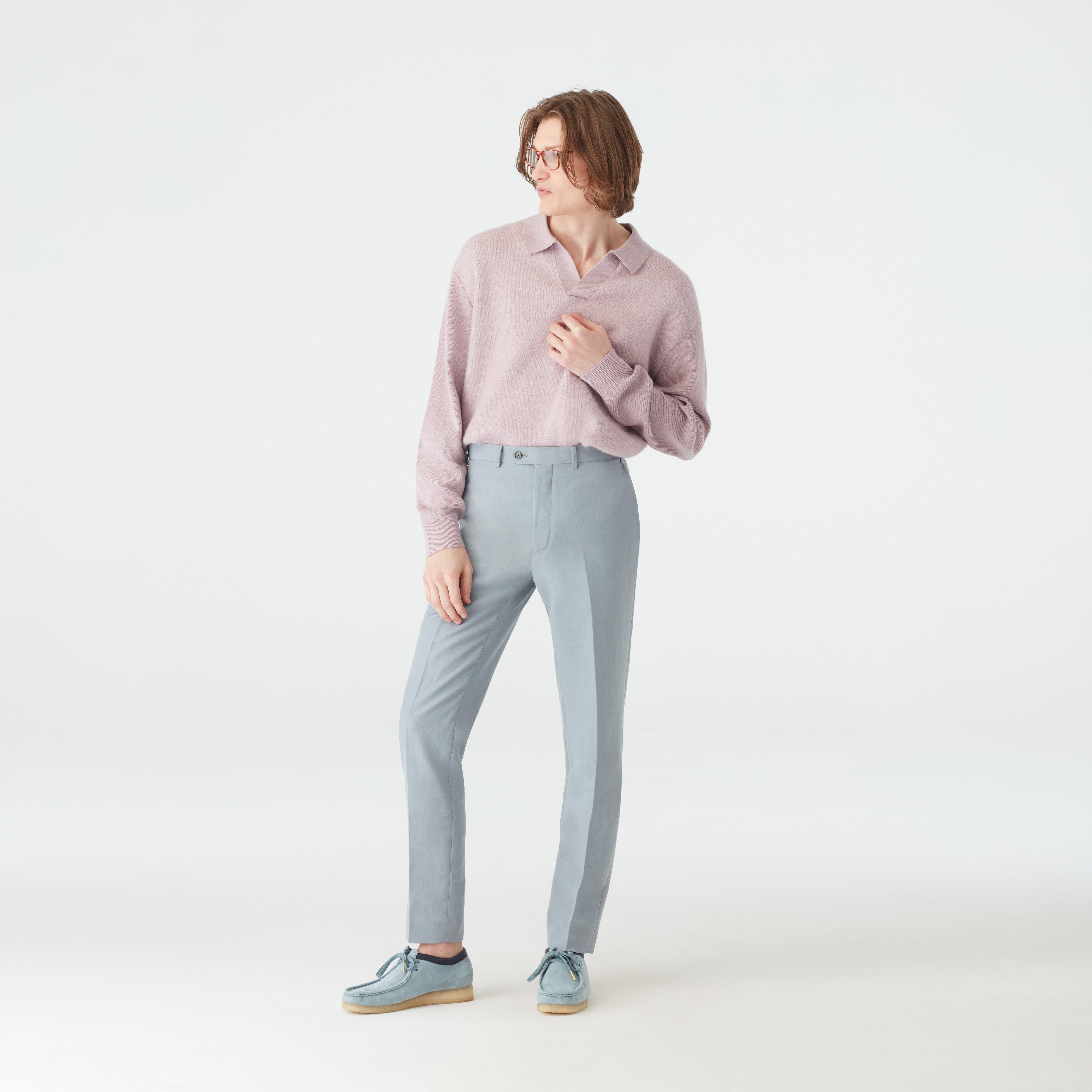 Custom Pants Made For You - Kelly Wool Silk Dove Gray Pants | INDOCHINO