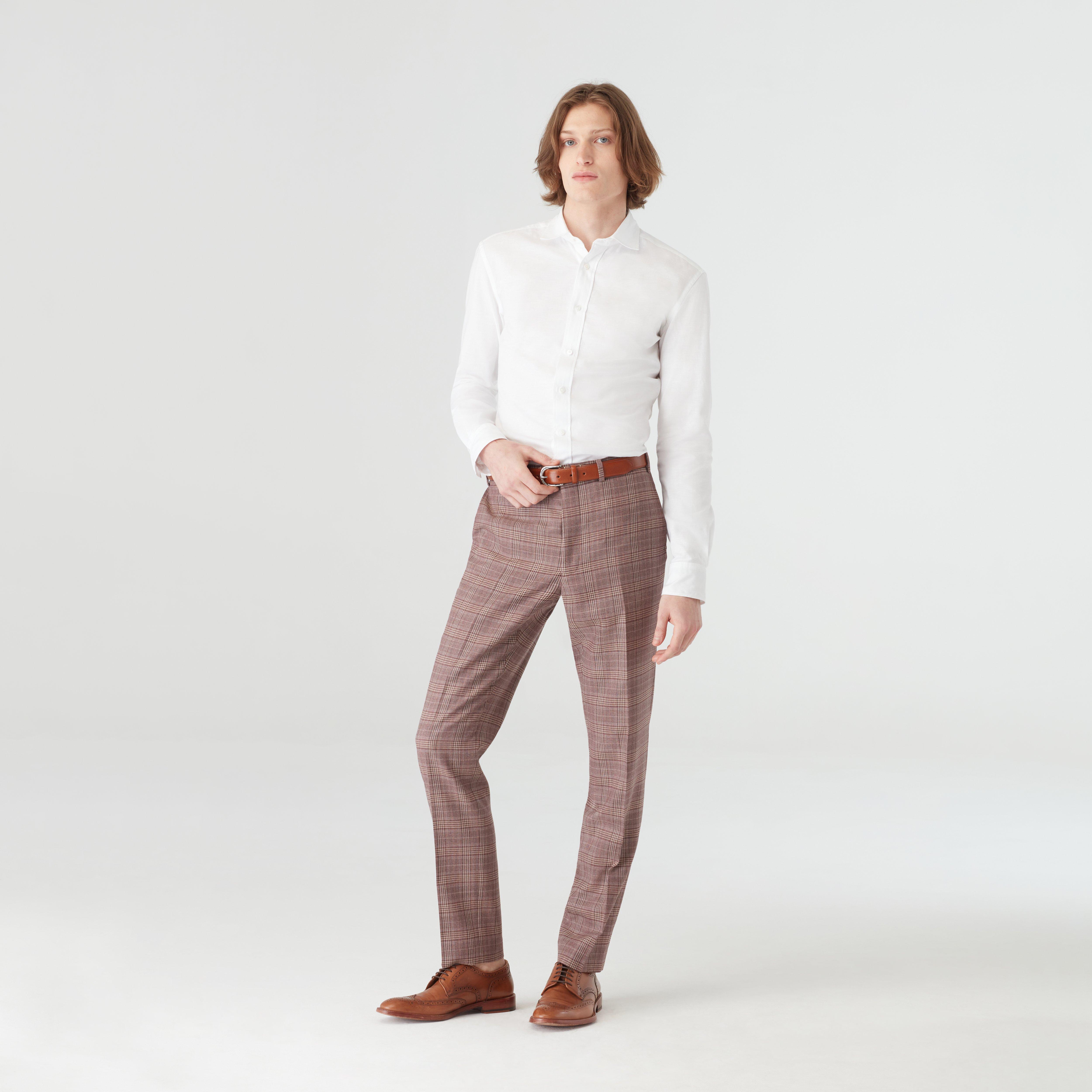 Custom Pants Made For You - Kingsdown Glen Check Rose Pants | INDOCHINO