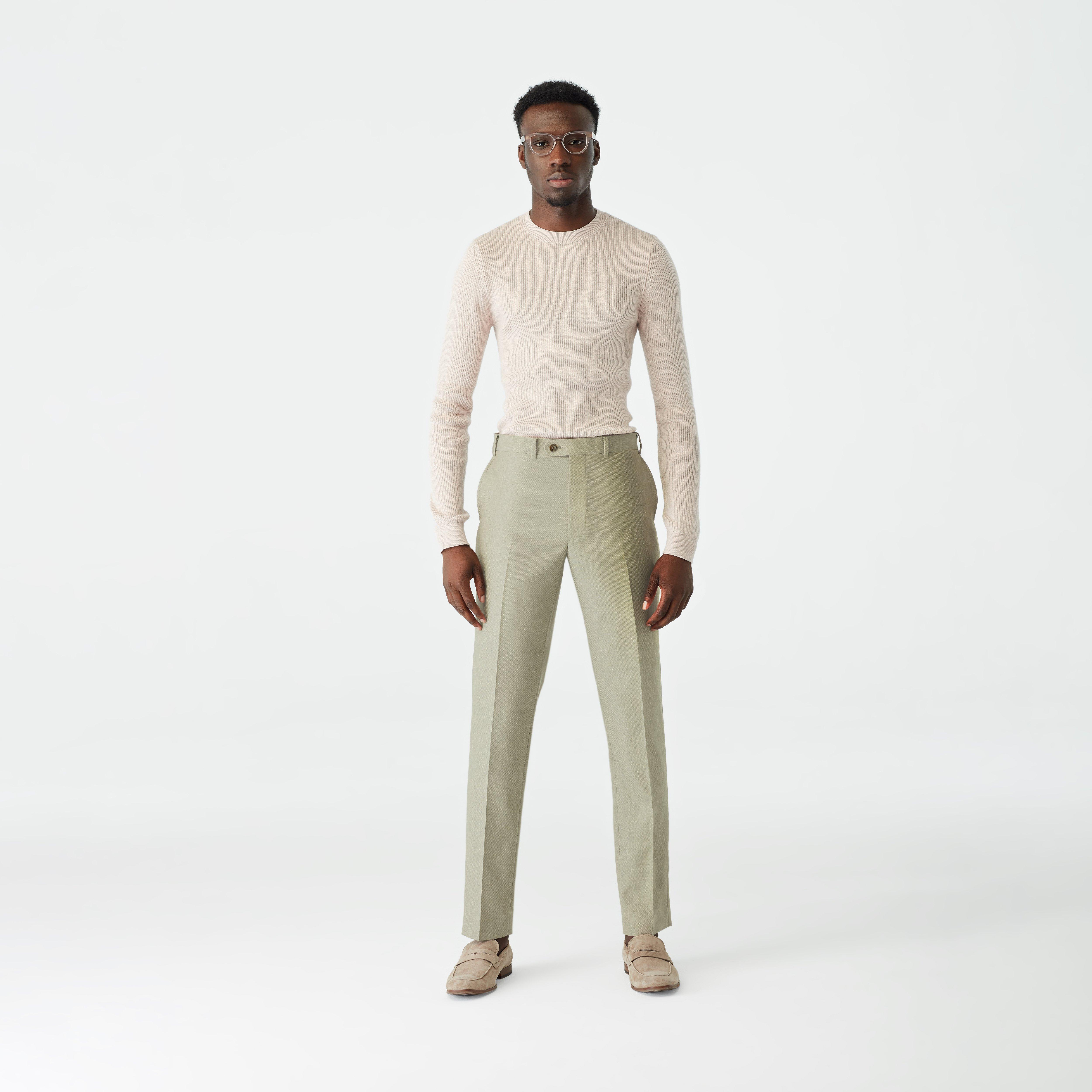 Custom Pants Made For You - Kirkhill Nailhead Sage Pants | INDOCHINO