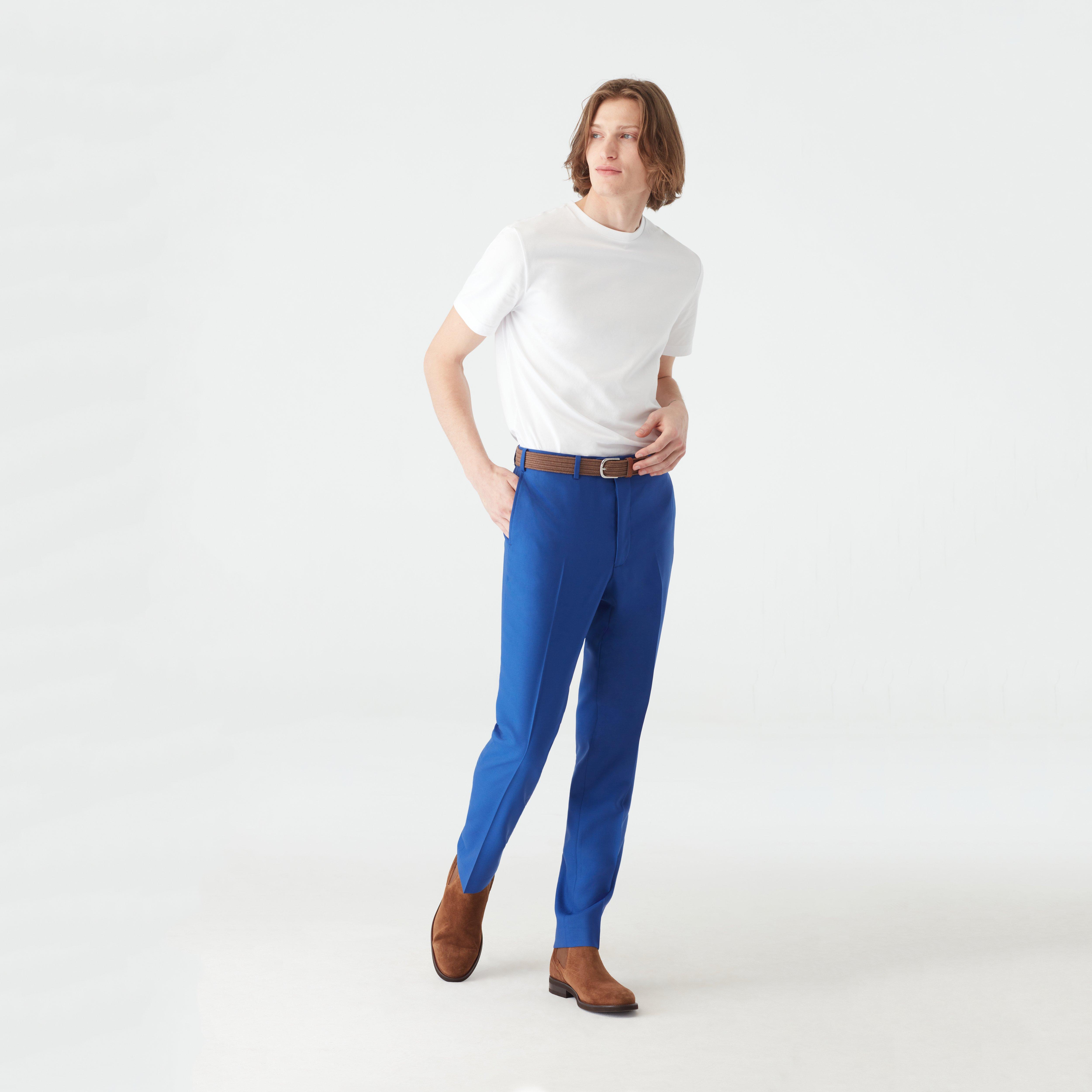 Custom Pants Made For You - Knotting Birdseye Deep Blue Pants | INDOCHINO
