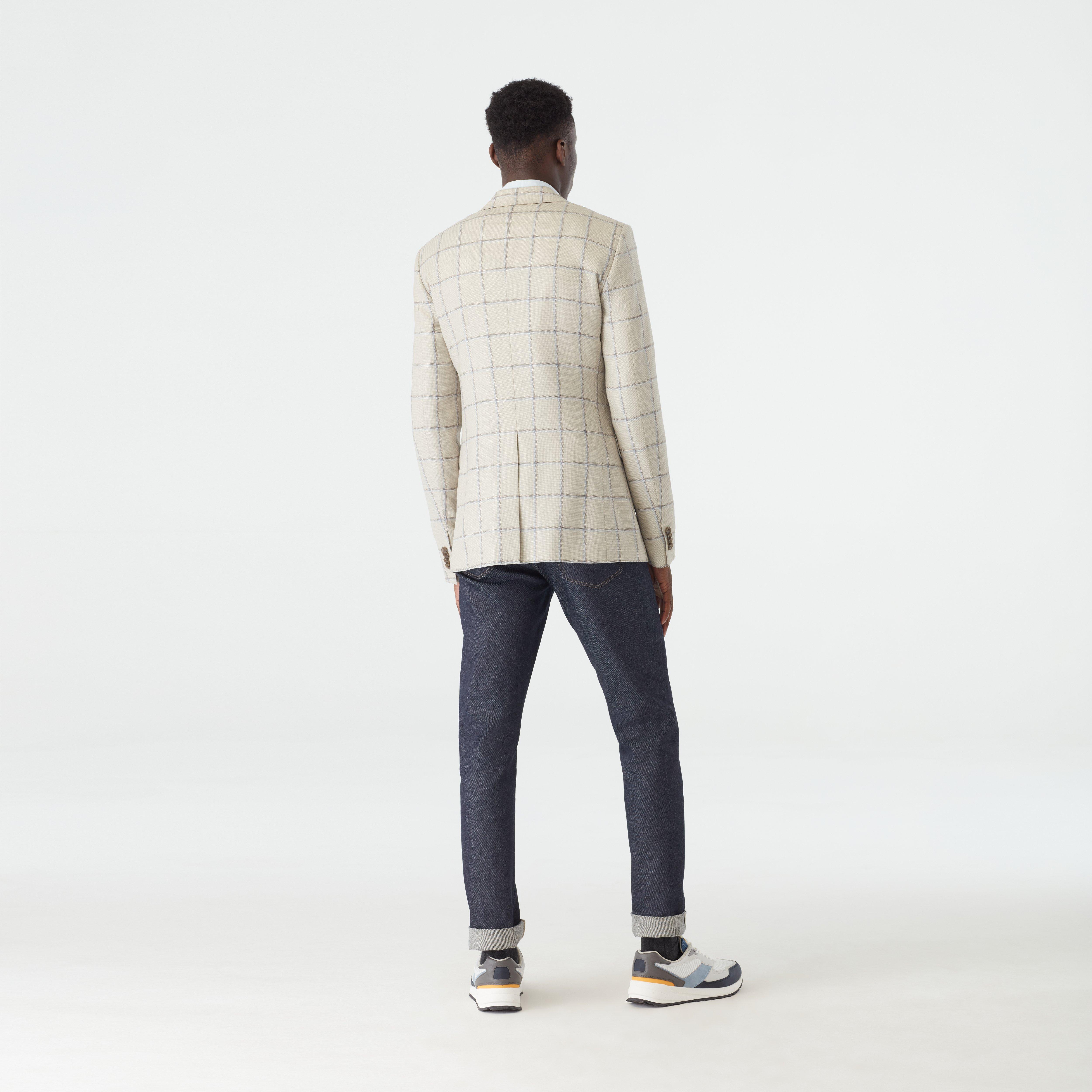 Milazzo Windowpane Cream with Stone Blue Blazer