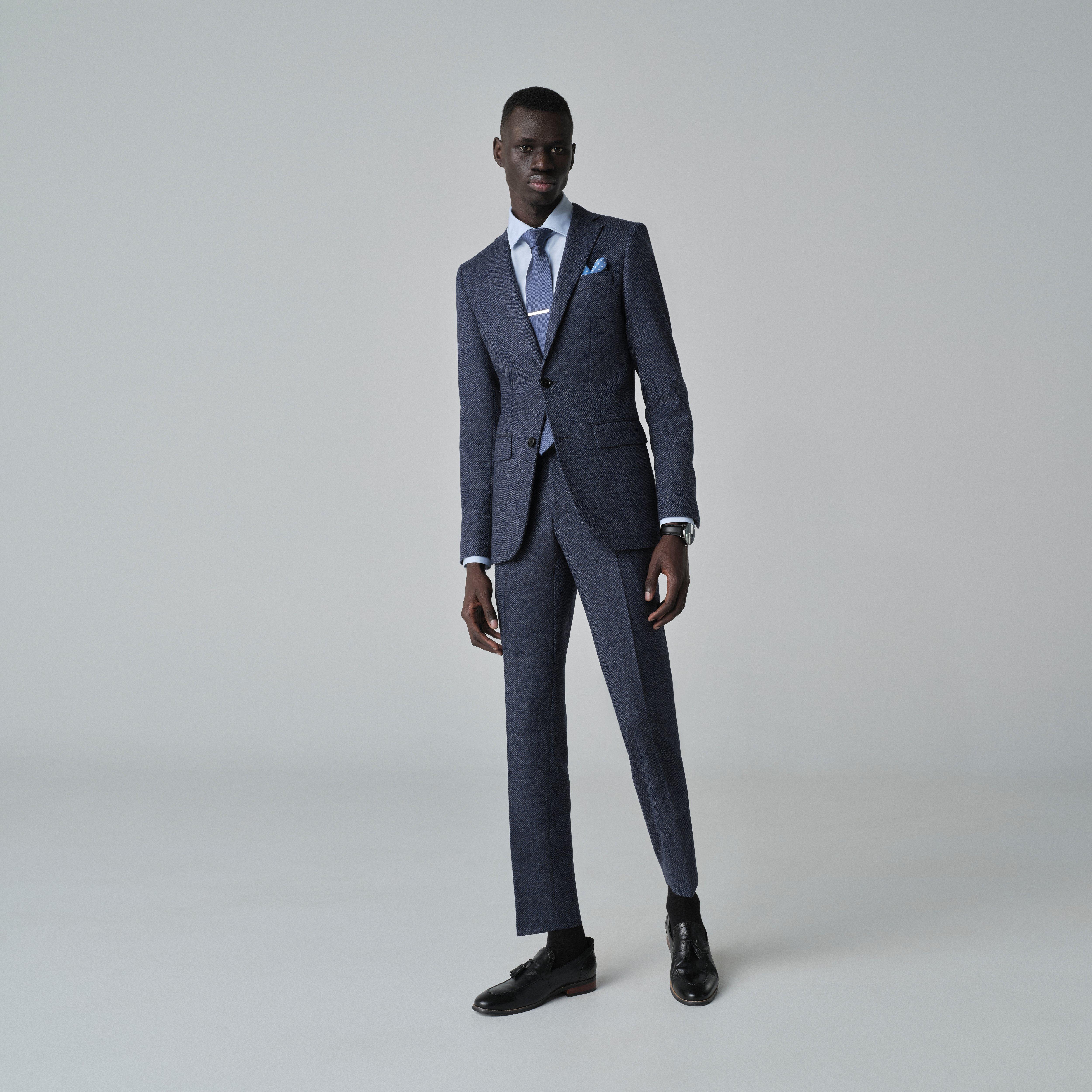 Custom Suits Made For You - Johnstone Dobby Navy Suit | INDOCHINO