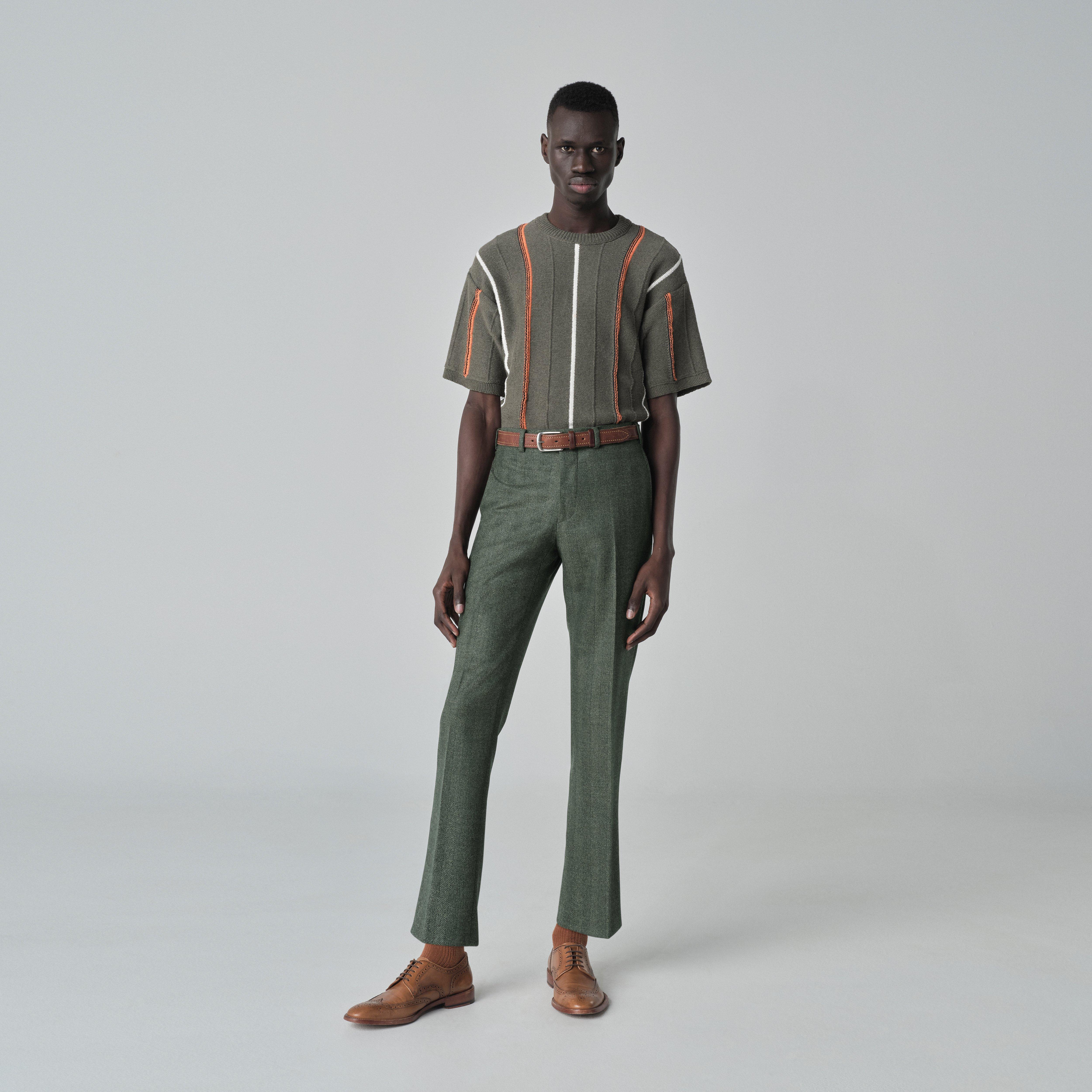 Custom Pants Made For You - Jubilee Wide Herringbone Hunter Green Pants ...