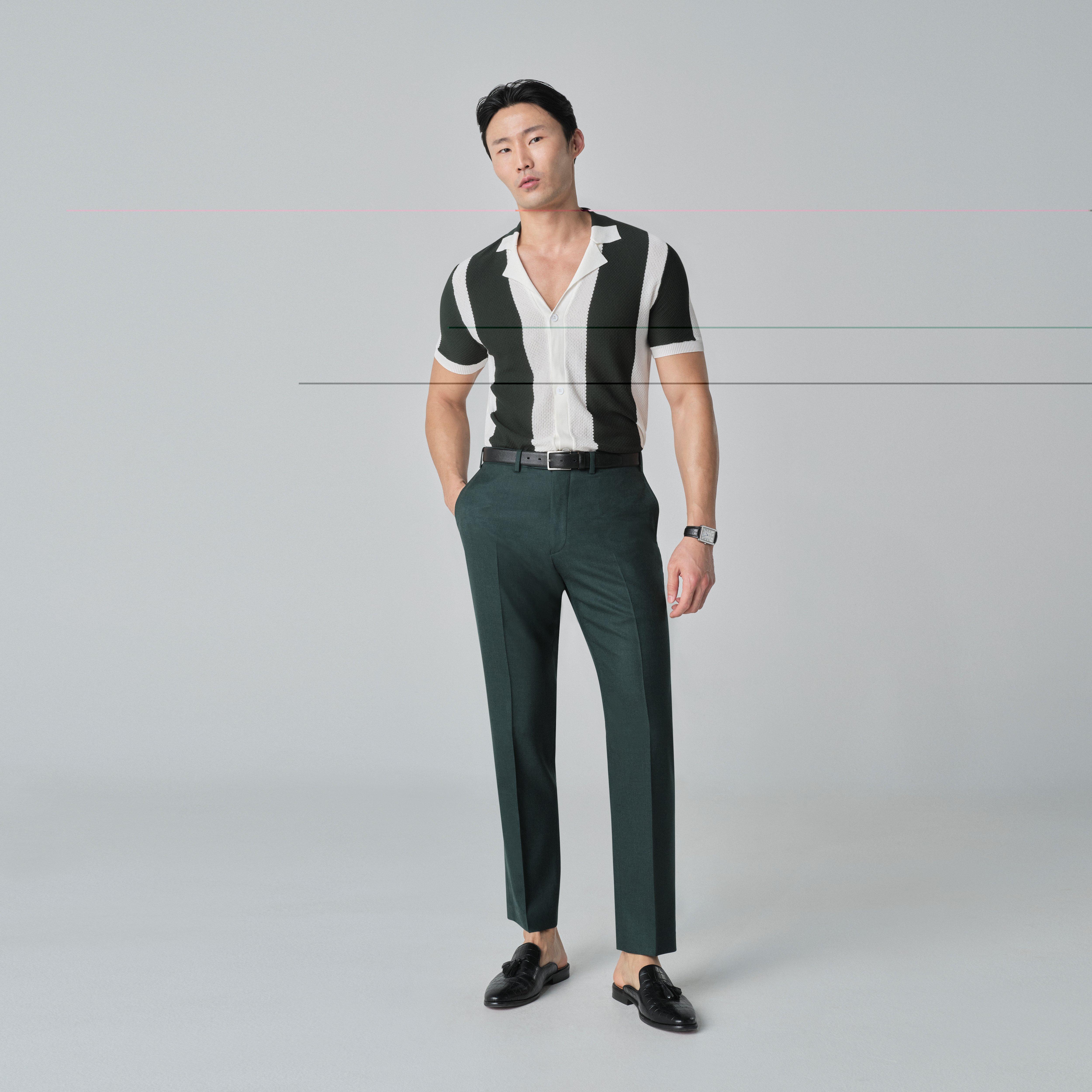 Custom Pants Made For You - Mezzana Flannel Hunter Green Pants | INDOCHINO