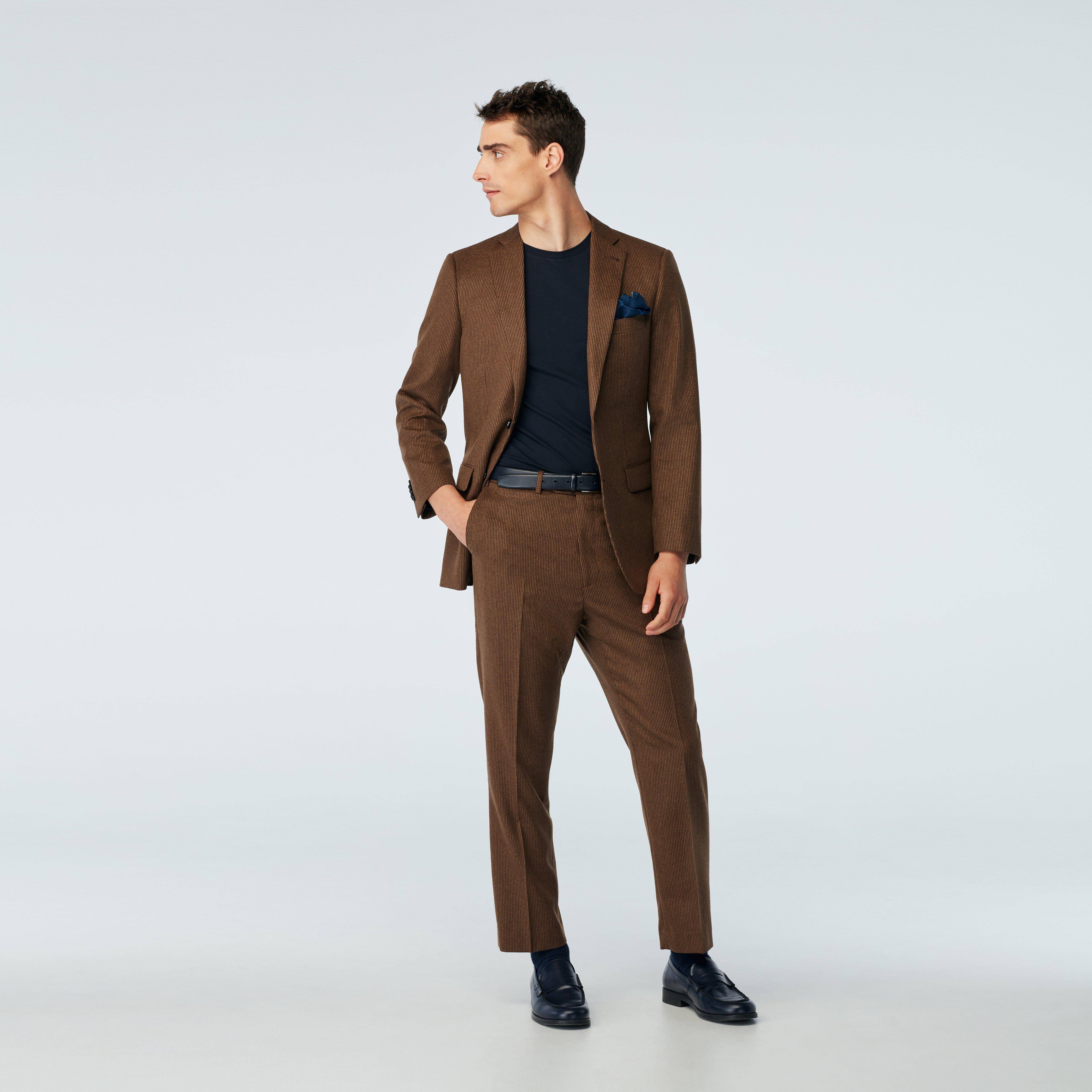 Custom Suits Made For You - Jevington Melange Fineline Brown Suit ...