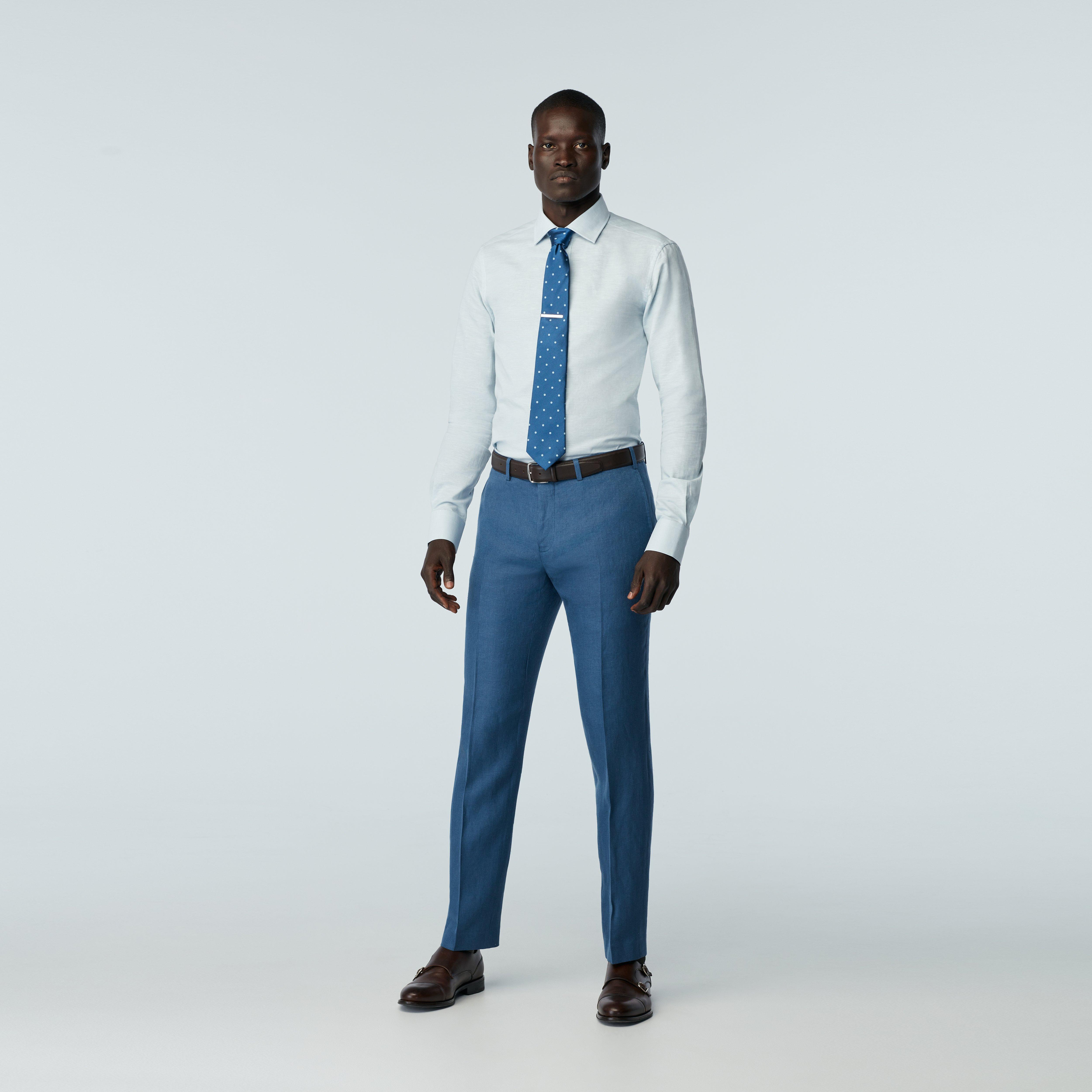 Custom Suits Made For You - Sailsbury Linen Stone Blue Suit | INDOCHINO