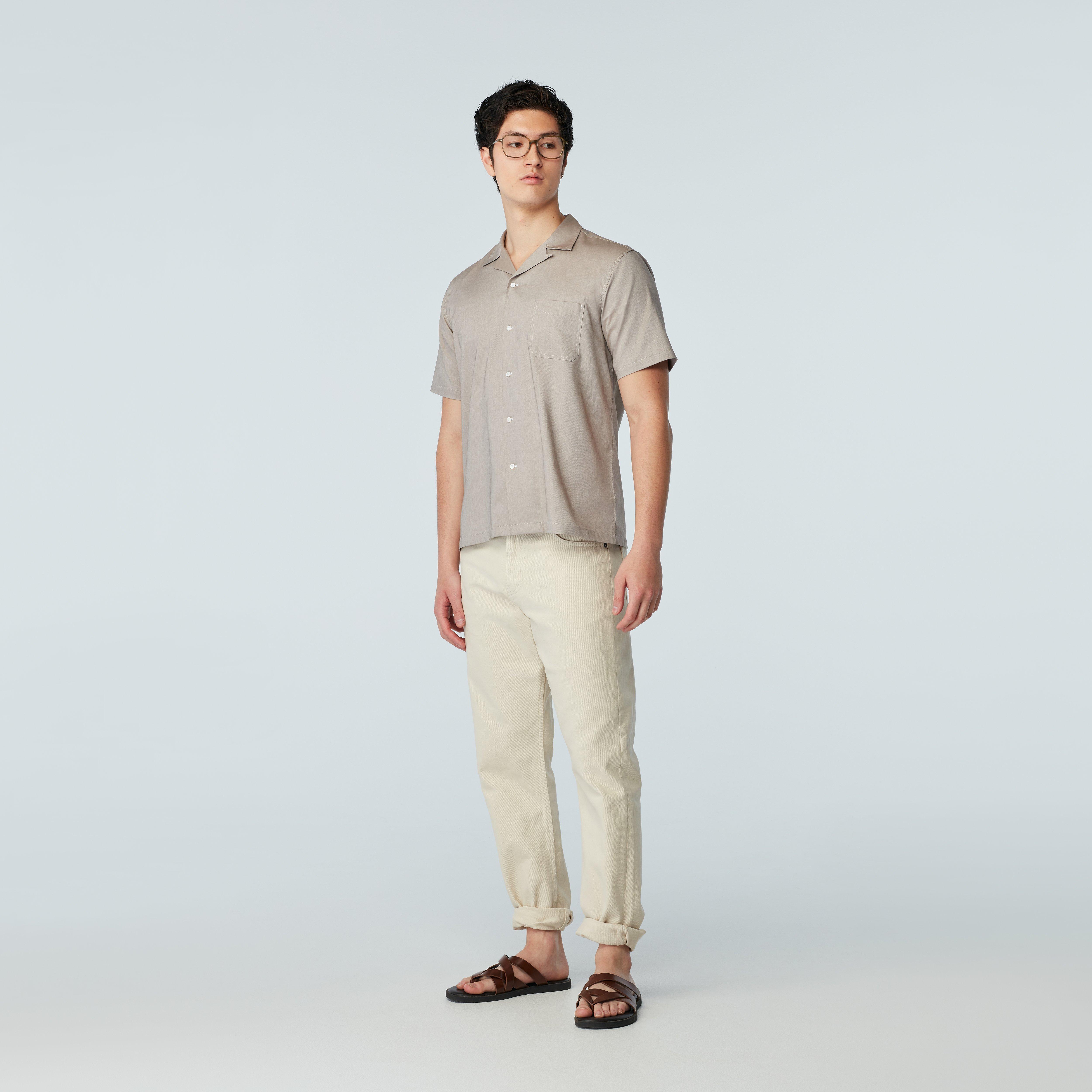 Men's Camp Shirts - Hailey Cotton Stretch Sand Camp Shirt | INDOCHINO