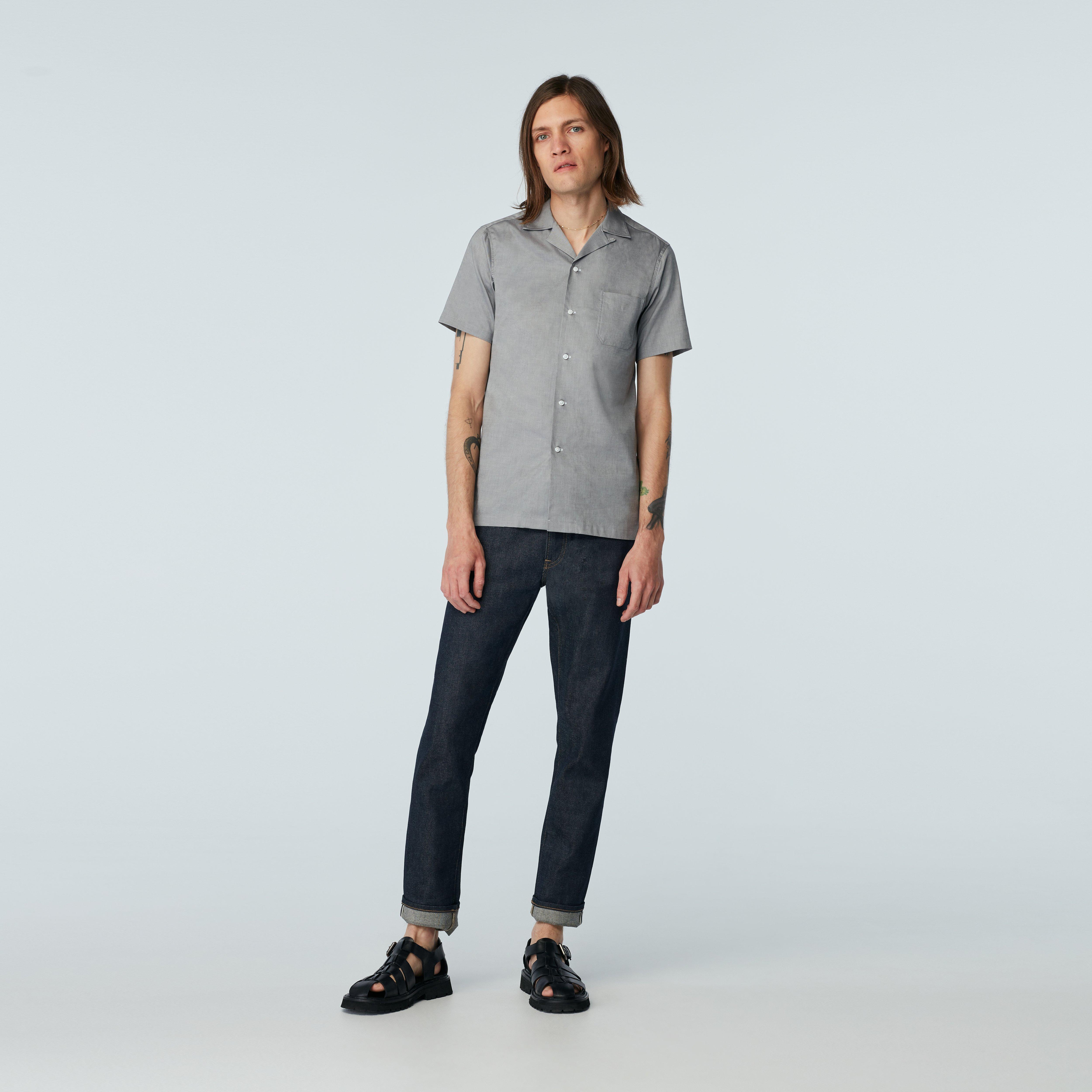 Men's Camp Shirts - Hailey Cotton Stretch Gray Camp Shirt | INDOCHINO