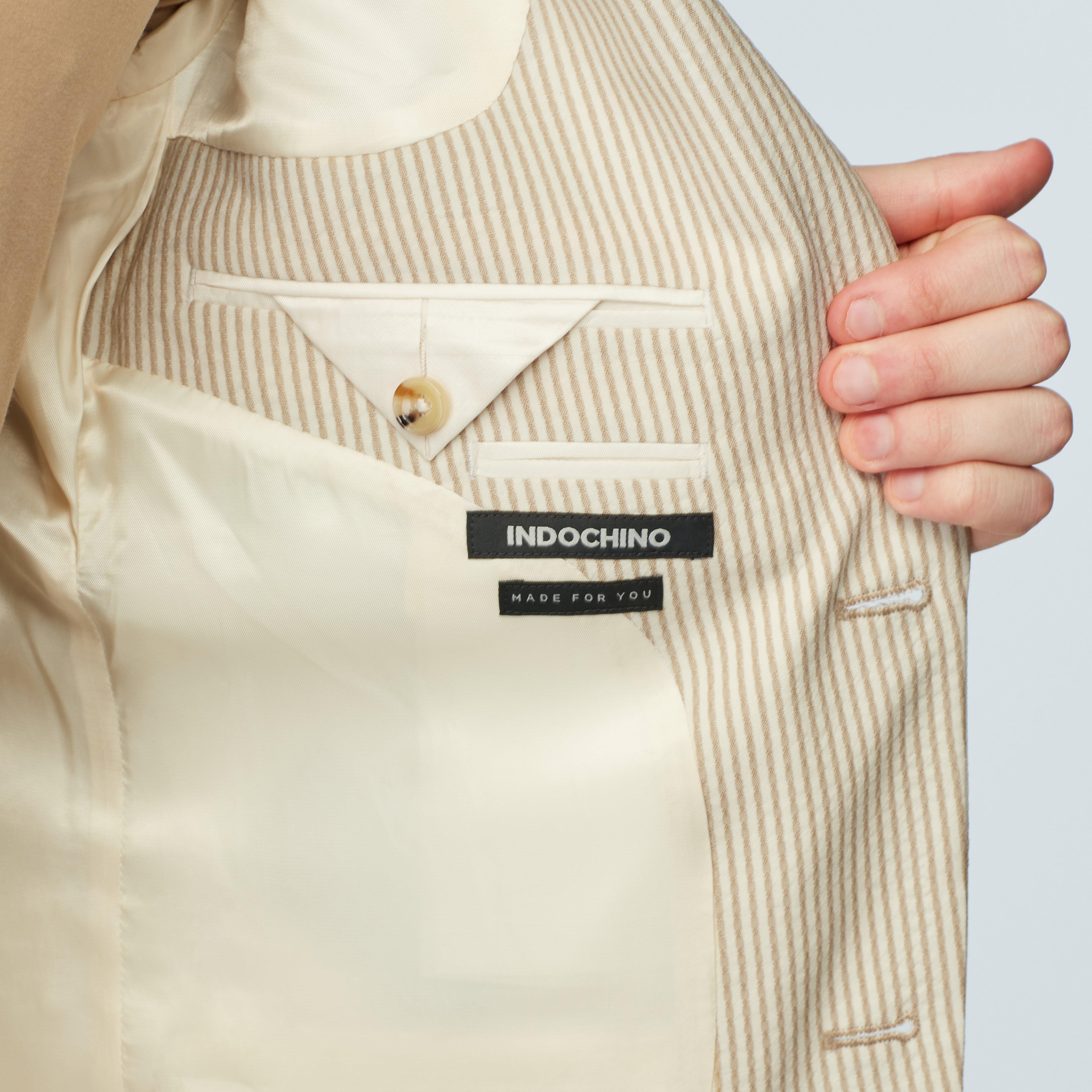 Custom Blazers Made For You - Loddon Stripe Sand Blazer| INDOCHINO