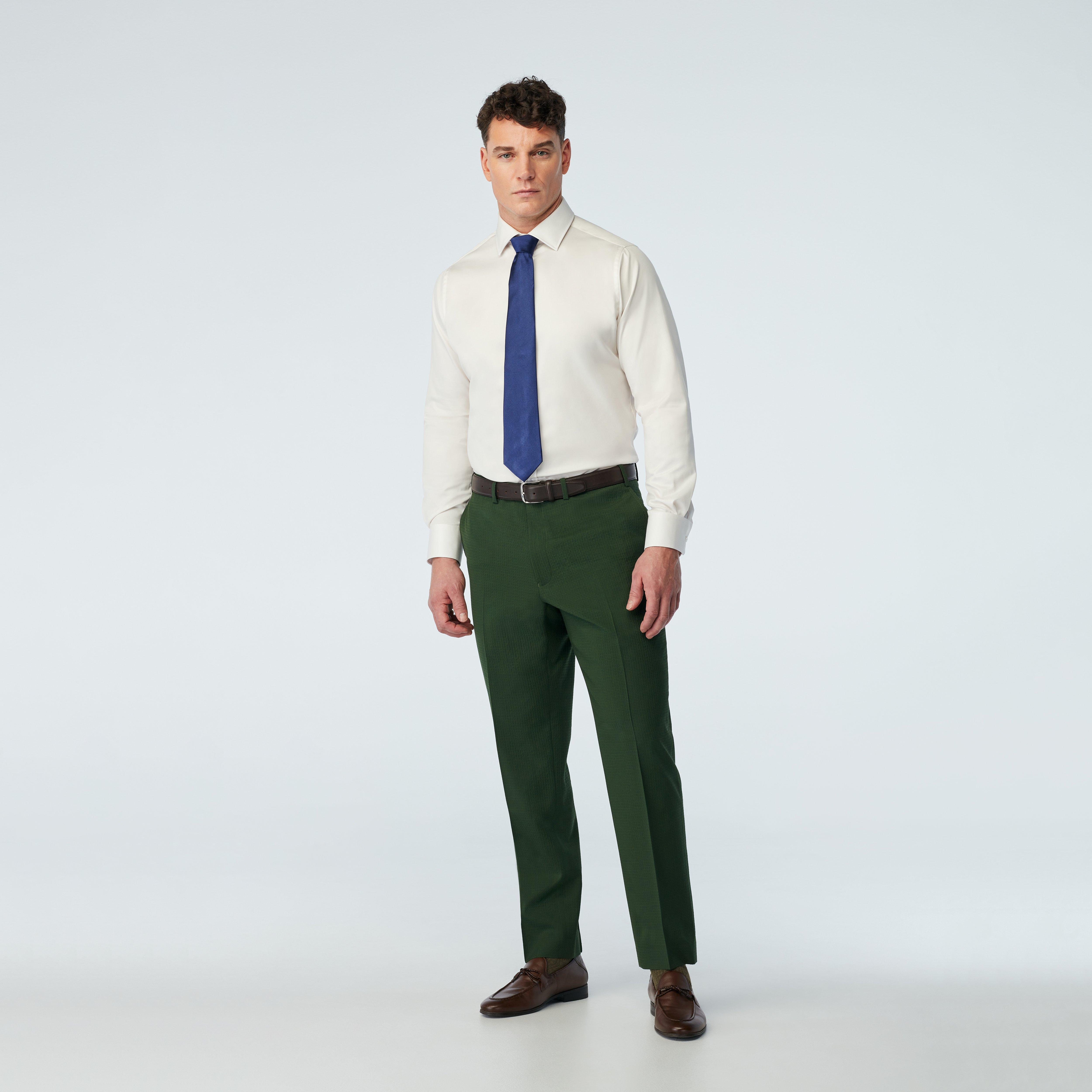 Custom Pants Made For You - Loddon Waffle Check Olive Pants | INDOCHINO