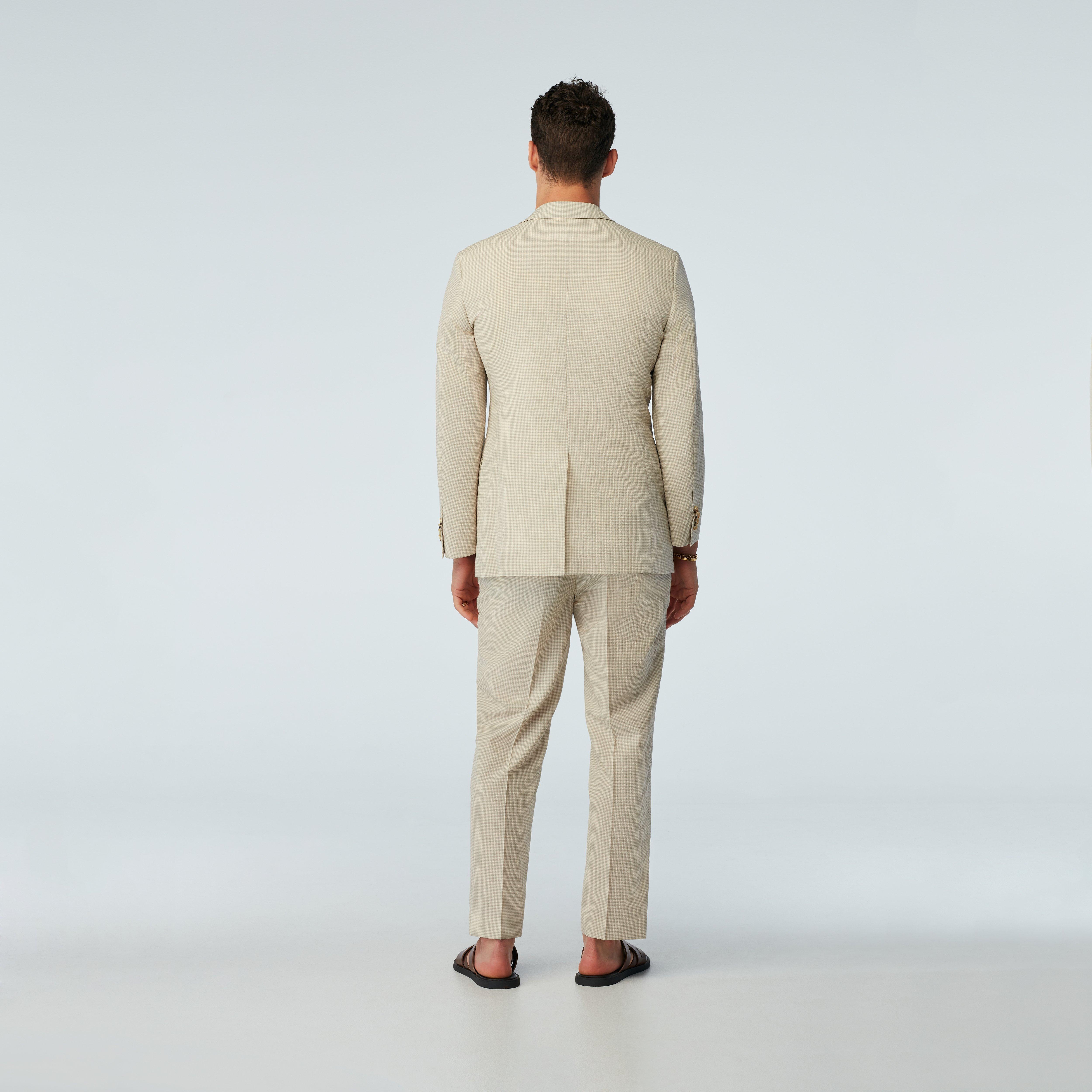 Custom Blazers Made For You - Loddon Waffle Check Cream Blazer | INDOCHINO