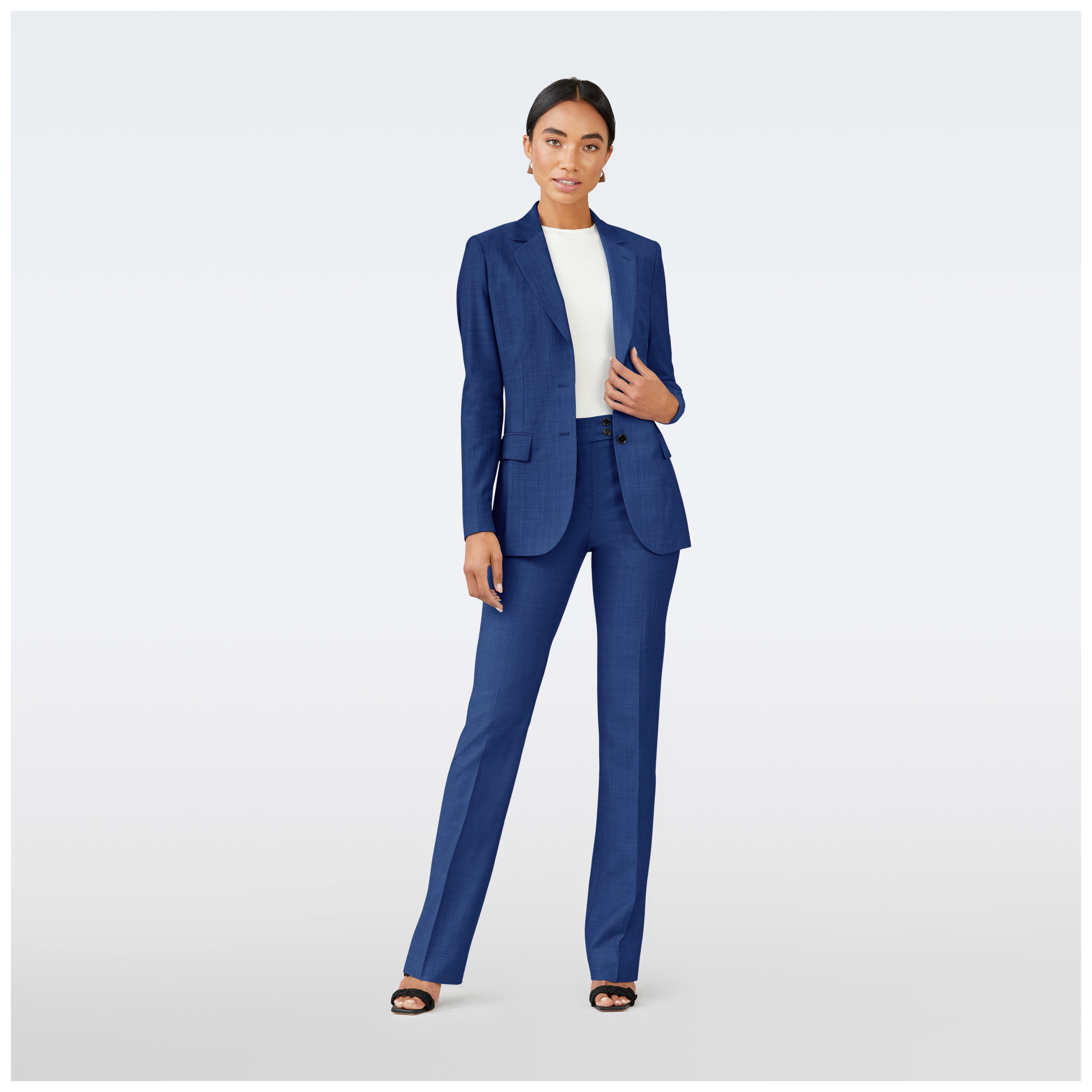 Custom Suits Made For You - Hayle Sharkskin Blue Suit Women | INDOCHINO