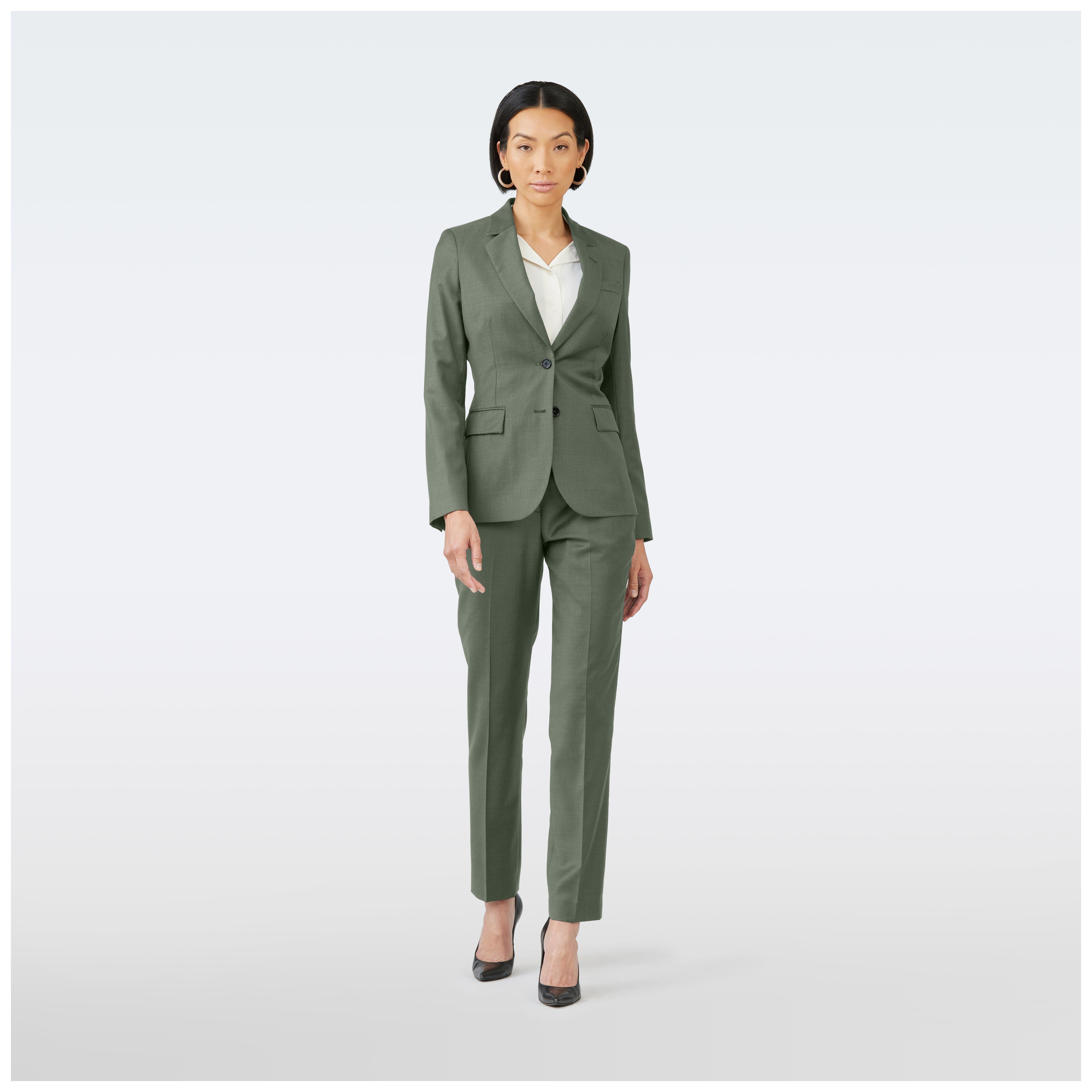 Custom Suits Made For You - Hartley Cotton Stretch Olive Suit women ...
