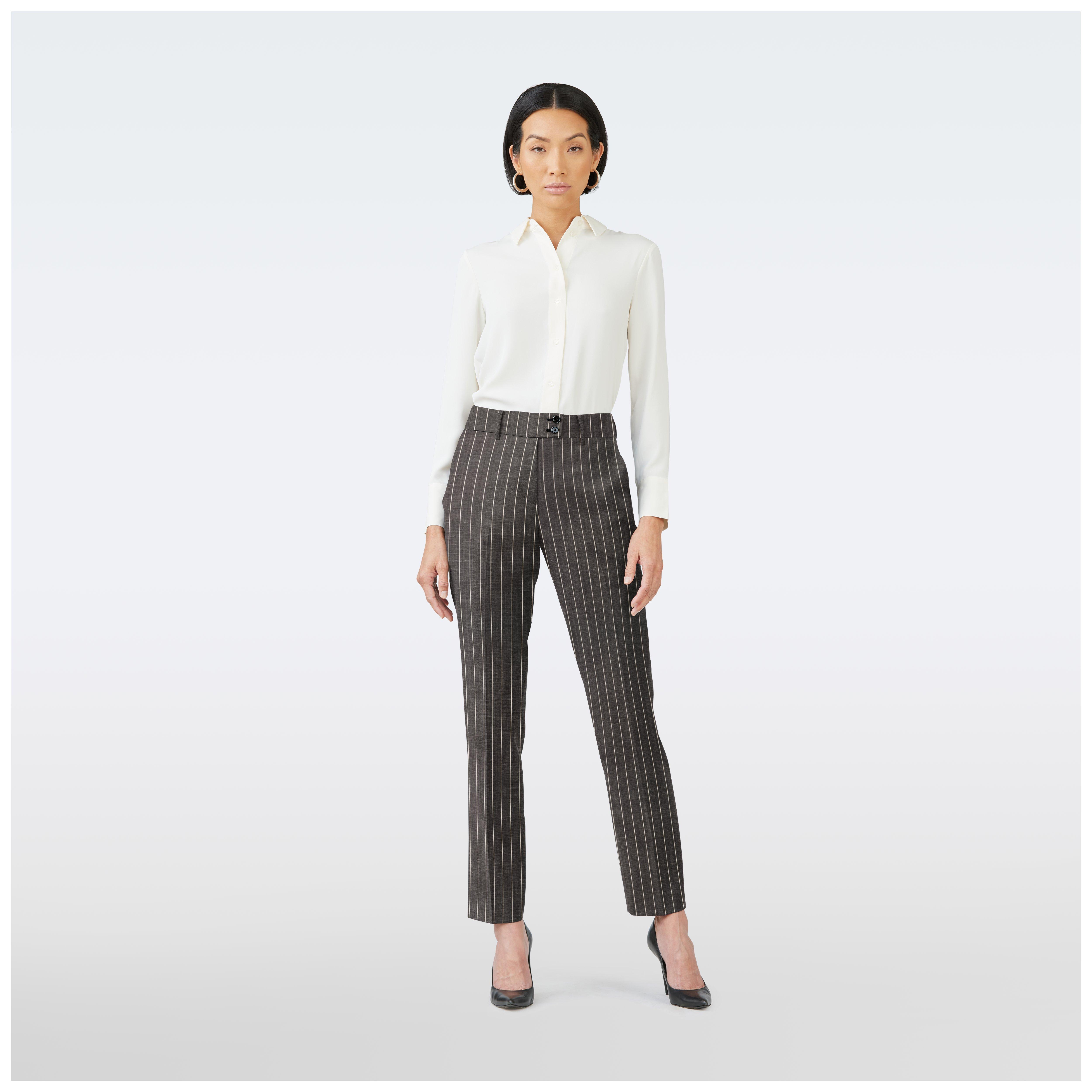 Custom Pants Made For You - Kingsbury Wide Stripe Gray Pants Women ...