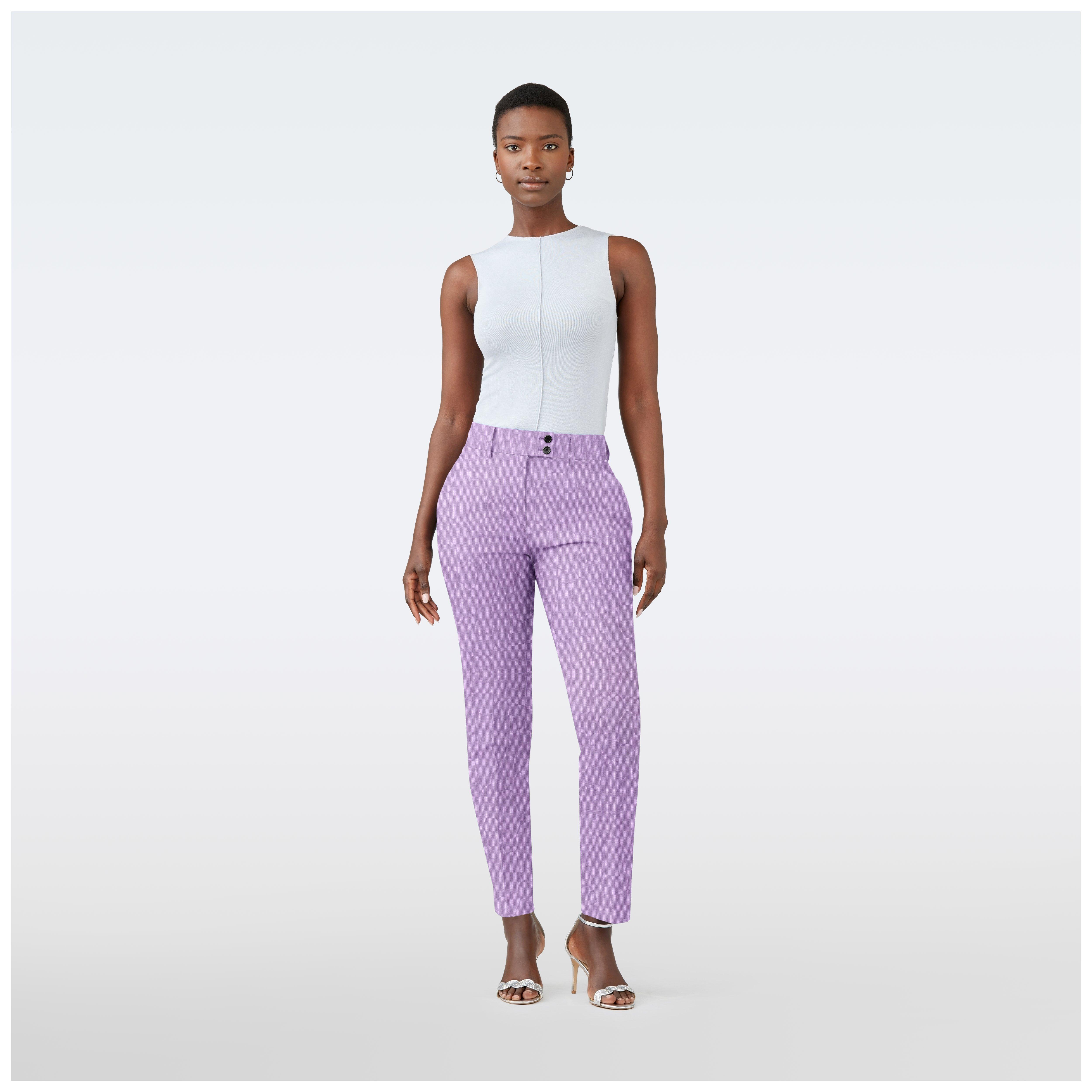 Custom Pants Made For You - Knotting Birdseye Lilac Pants Women | INDOCHINO
