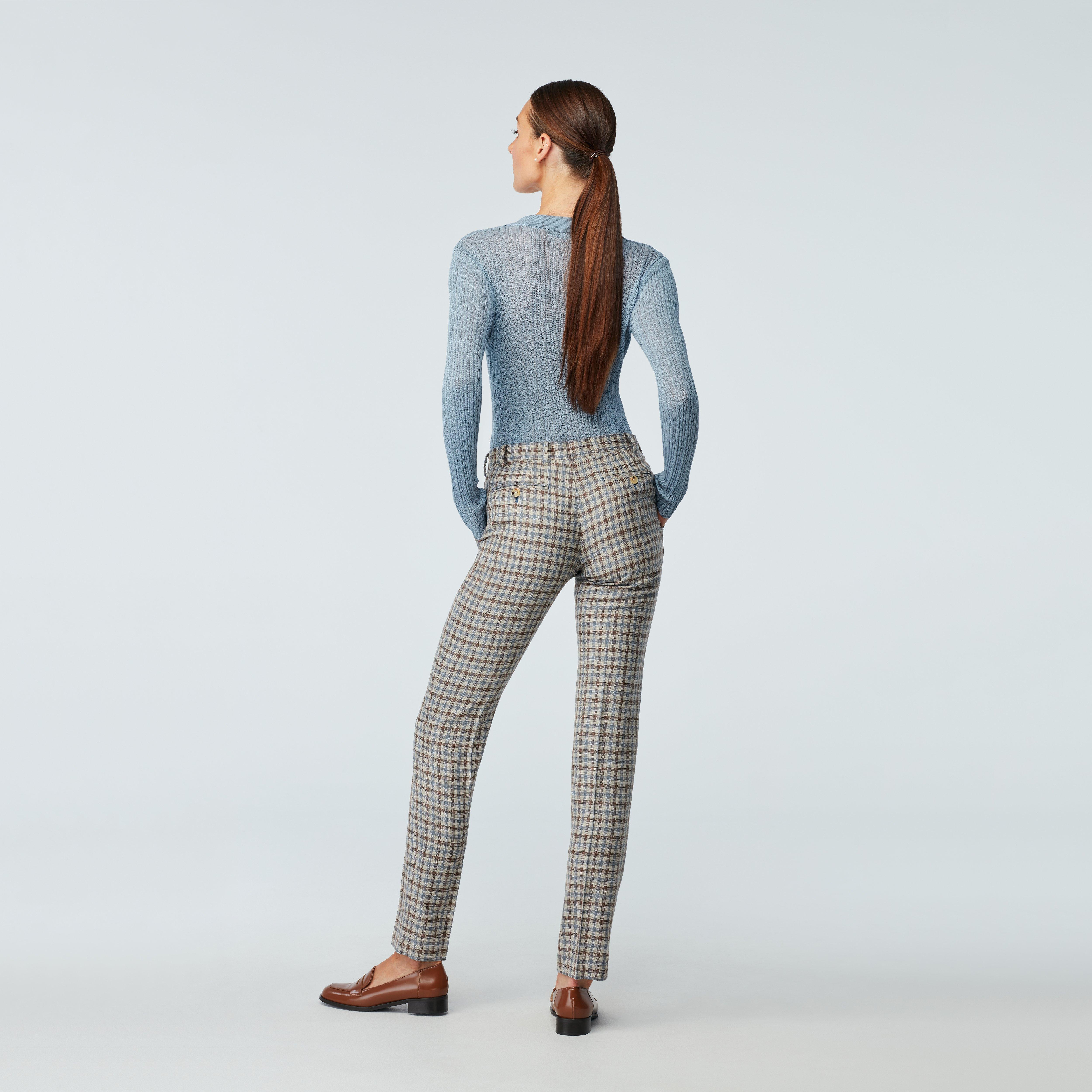 Milazzo Check Cream with Stone Blue Pants