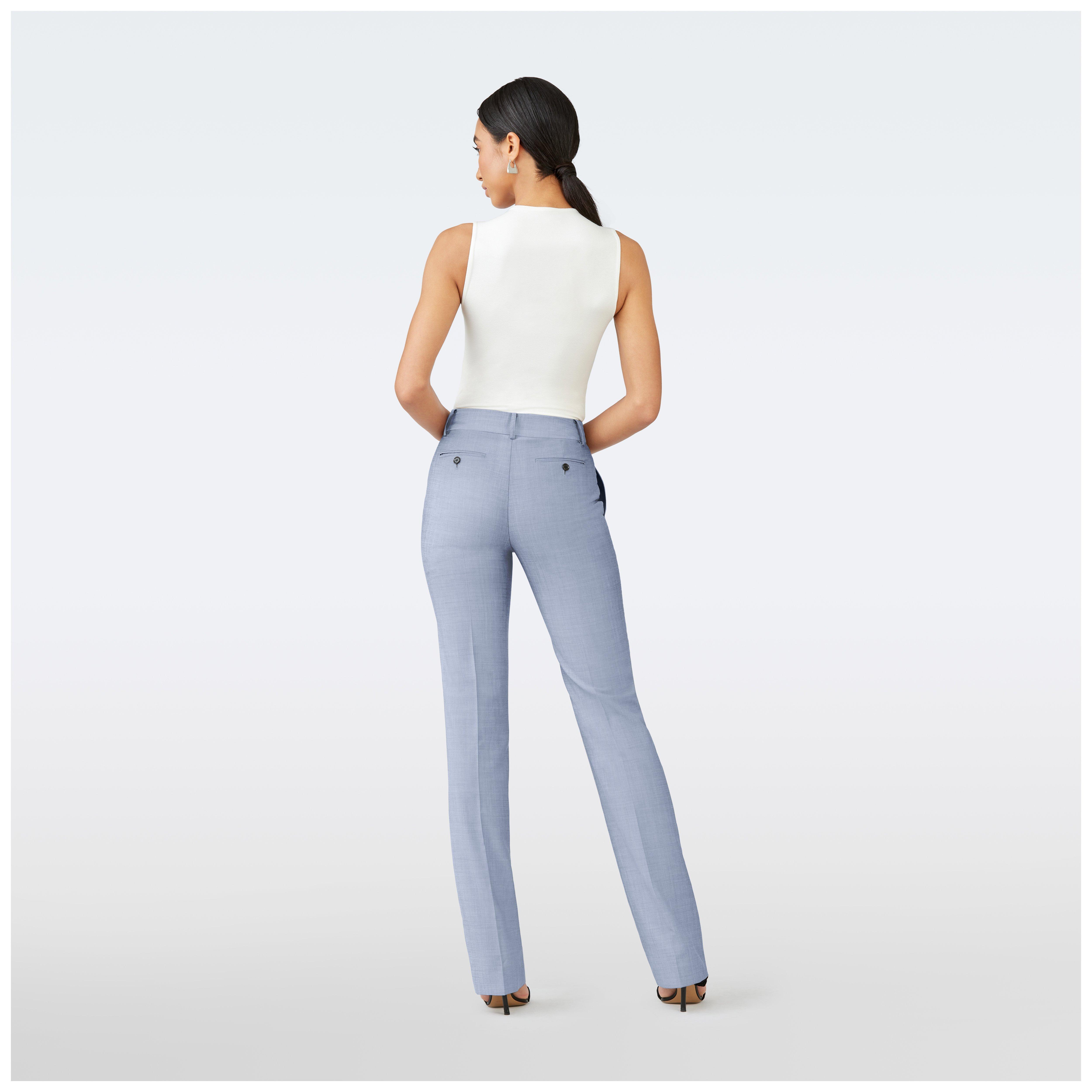 Custom Pants Made For You - Howell Wool Stretch Soft Blue Pants Women ...