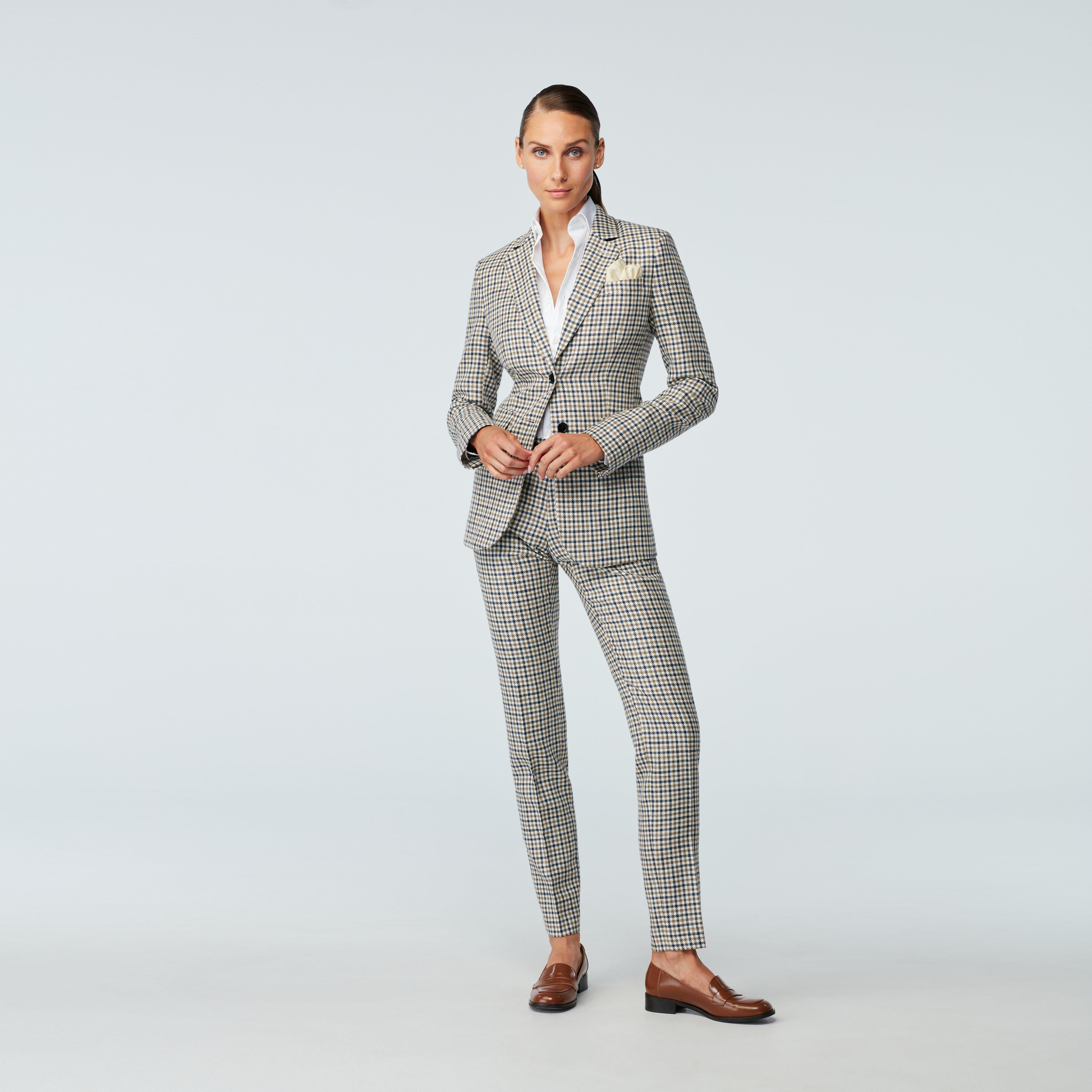 Custom Suits Made For You - Murlo Check Navy Suit Women | INDOCHINO