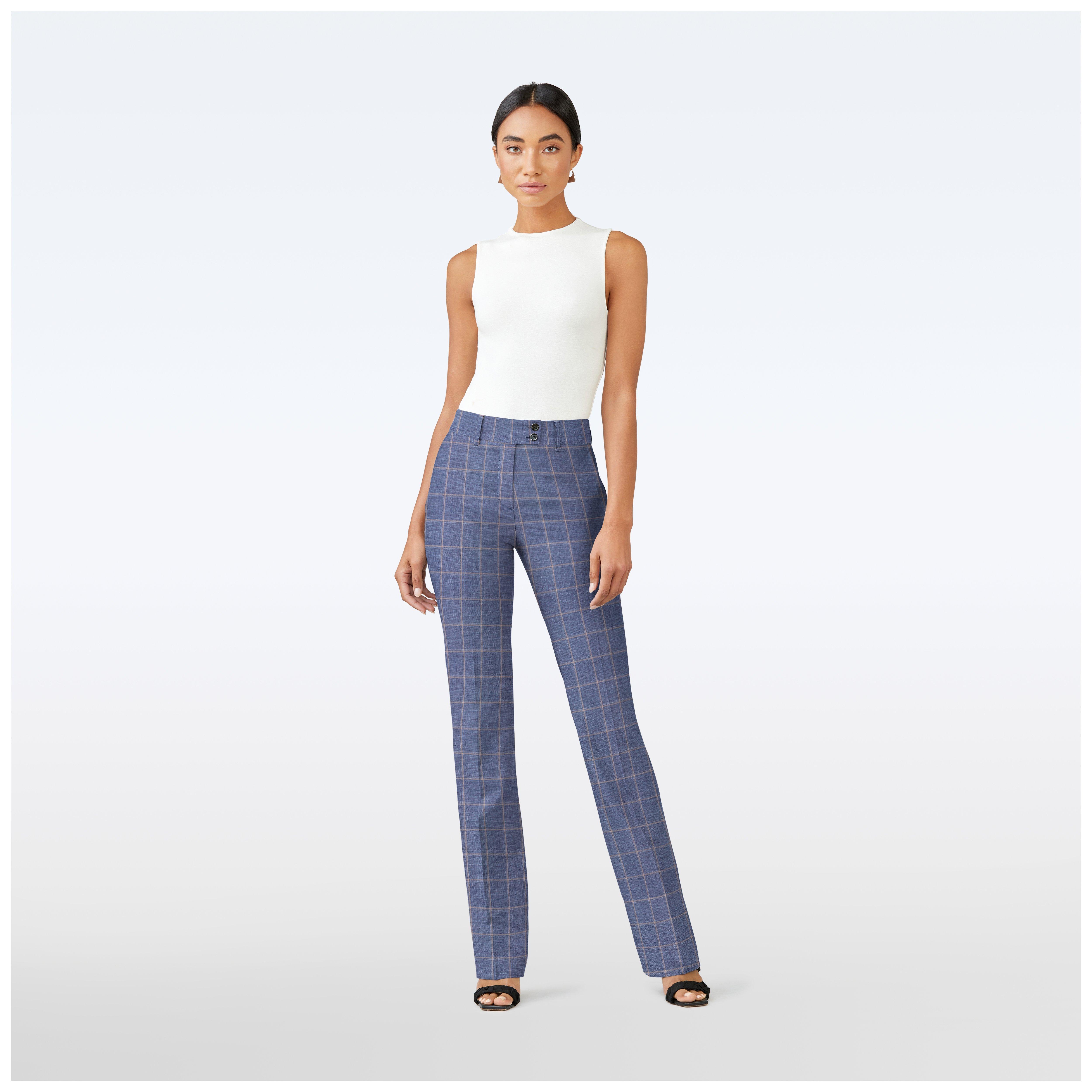 Custom Pants Made For You - Lancaster Stretch Check Light Blue Pants ...