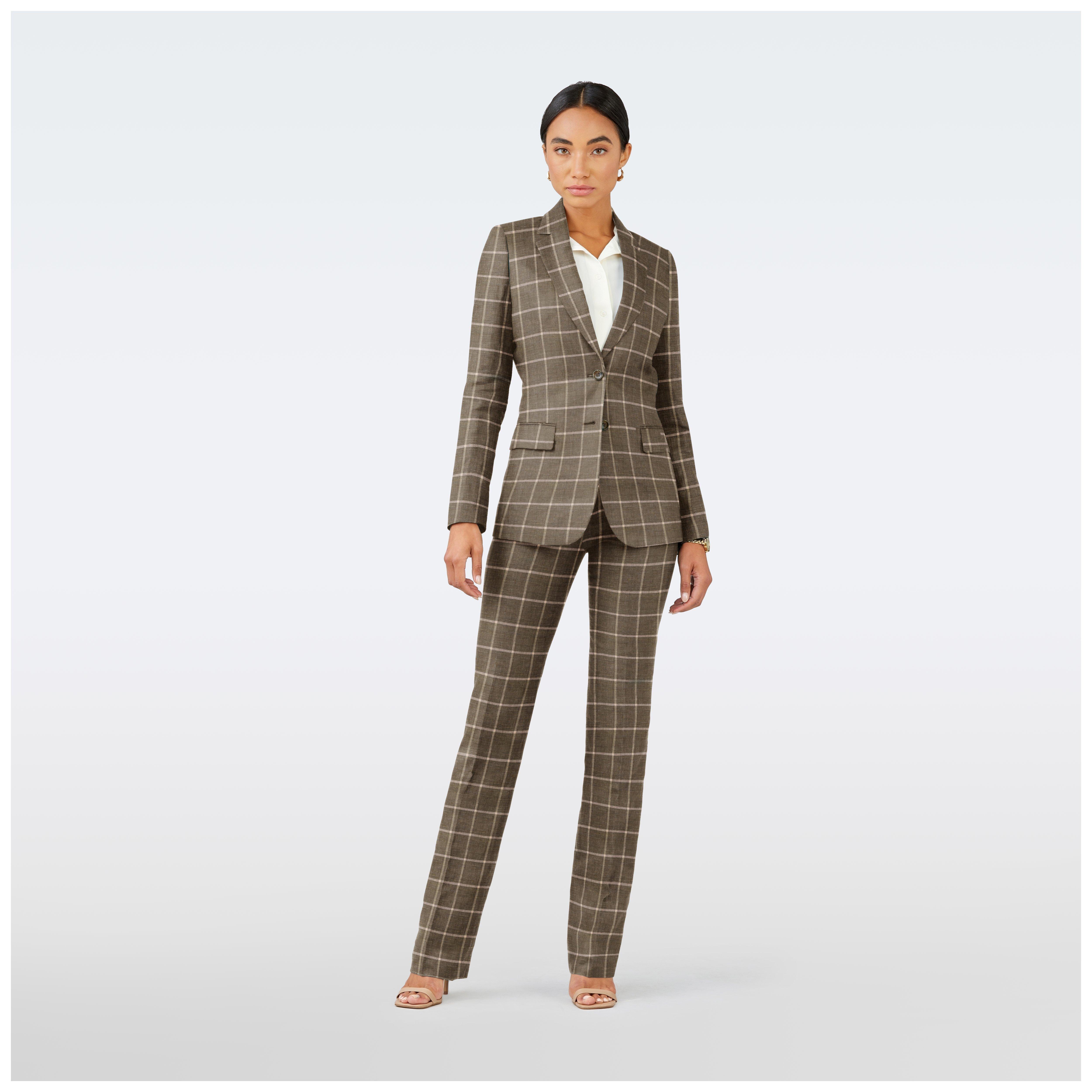 Custom Blazers Made For You - Madesimo Linen Windowpane Olive Blazer ...