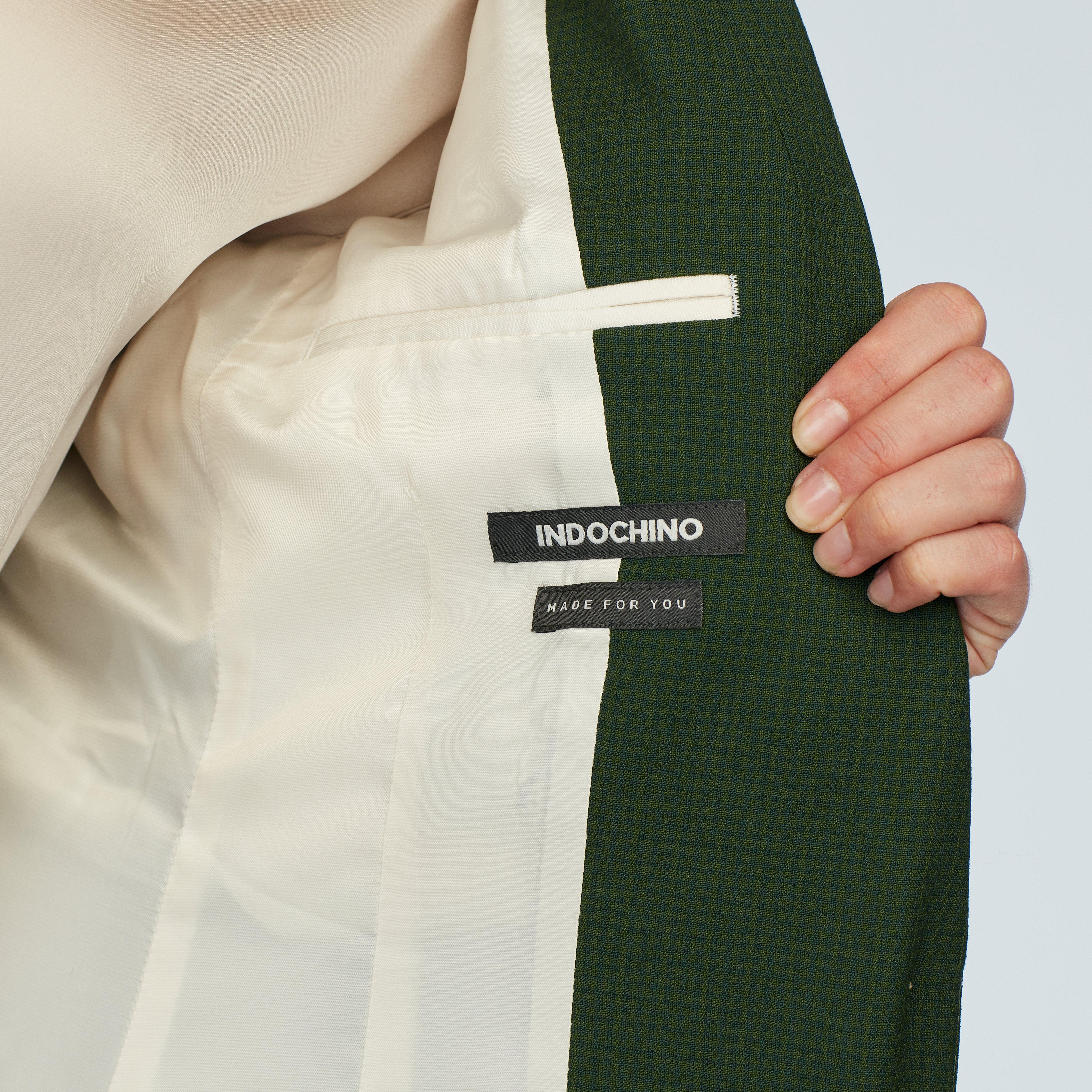 Custom Suits Made For You - Loddon Waffle Check Olive Suit Women| INDOCHINO