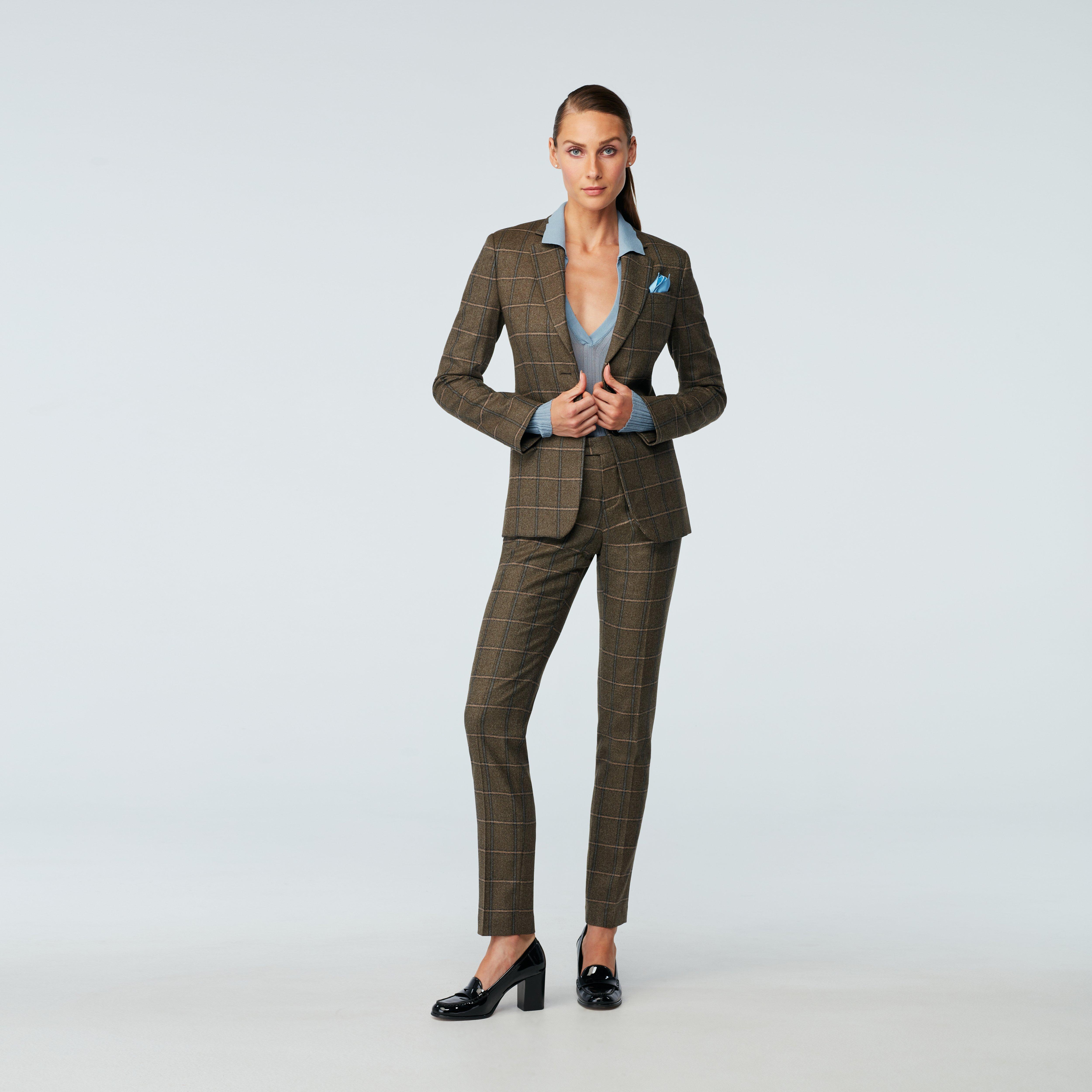 Custom Blazers Made For You - Magliano Check Brown Blazer Women | INDOCHINO