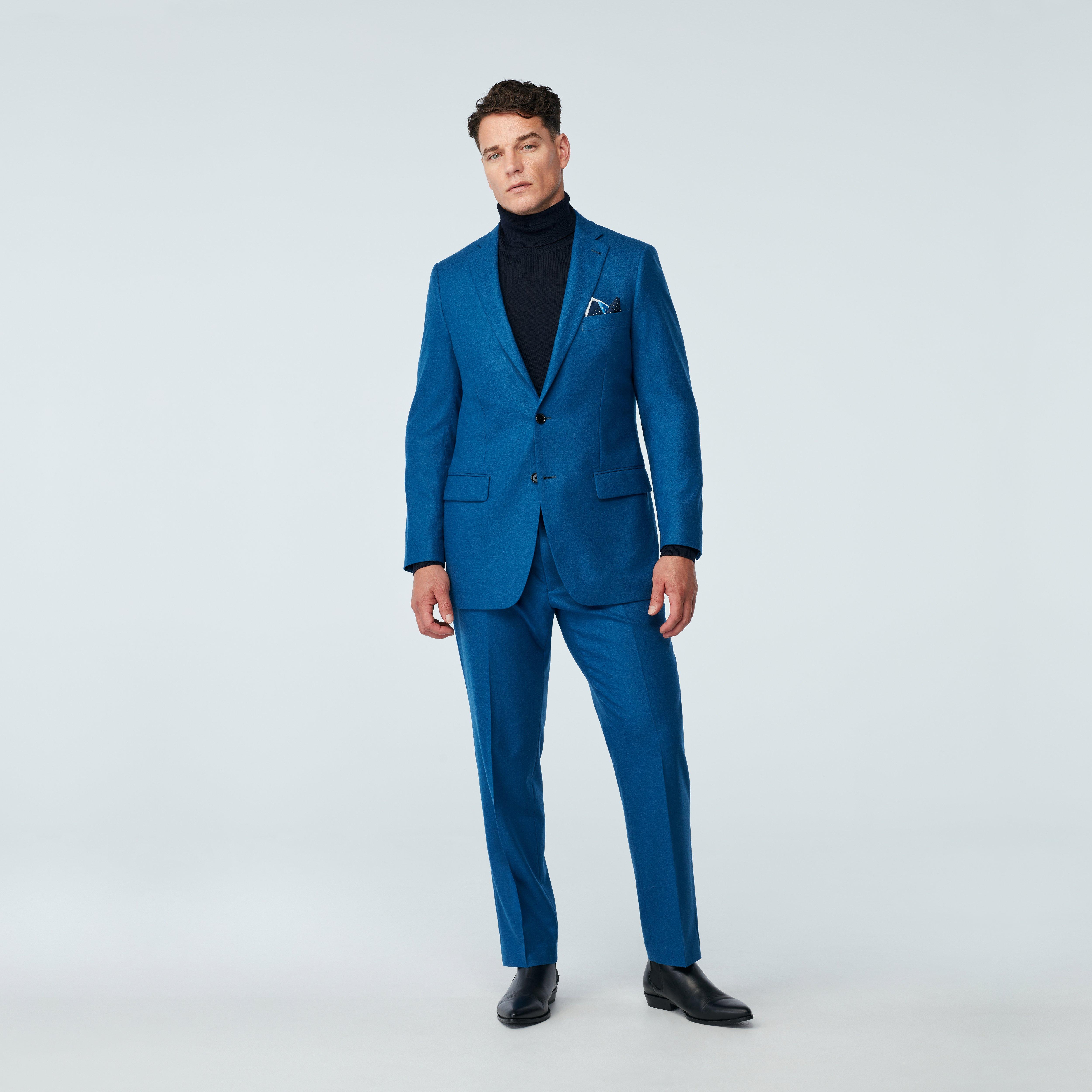 Custom Blazers Made For You - Monza Royal Flannel Blue Blazer | INDOCHINO