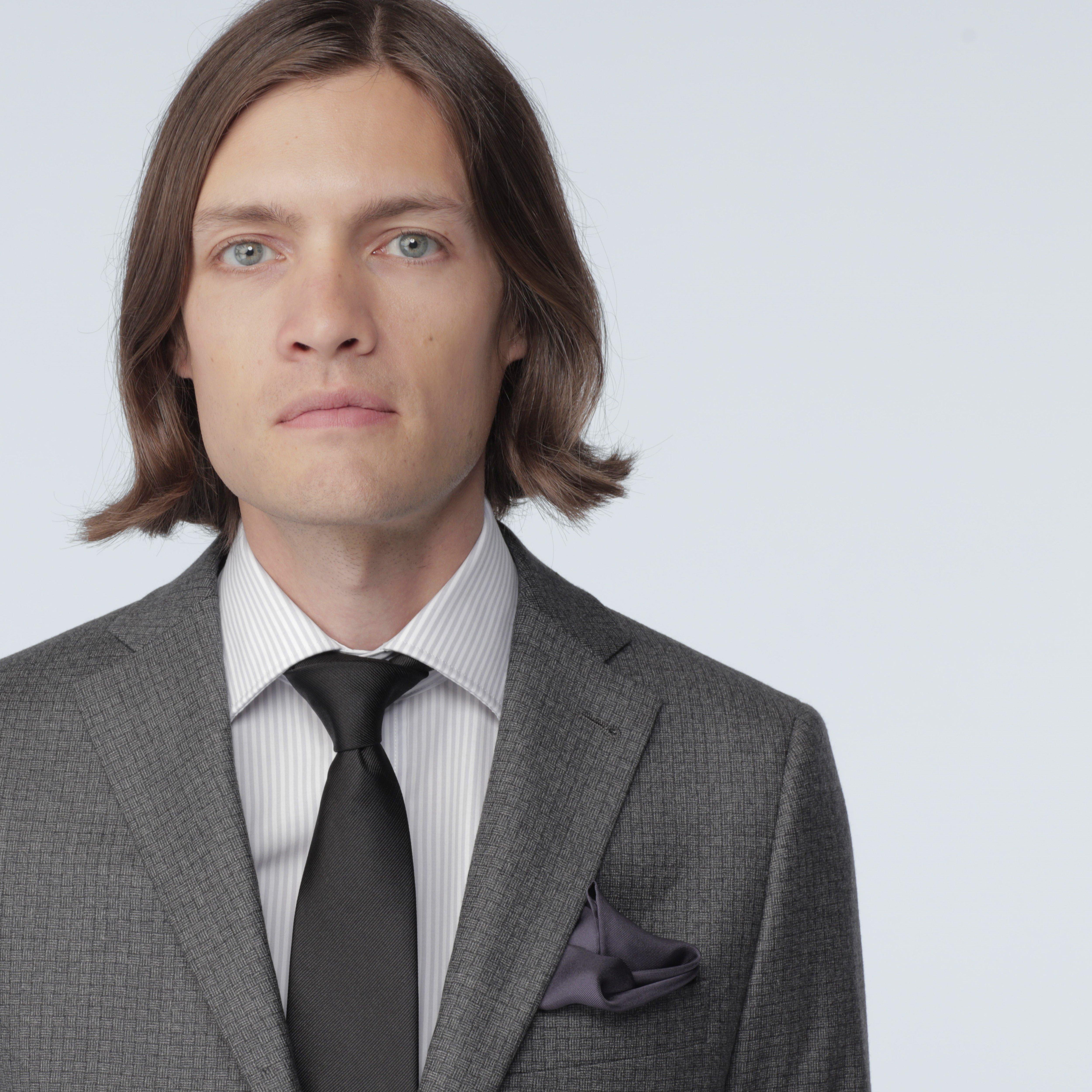Custom Suits Made For You - Motta Basketweave Charcoal Suit | INDOCHINO