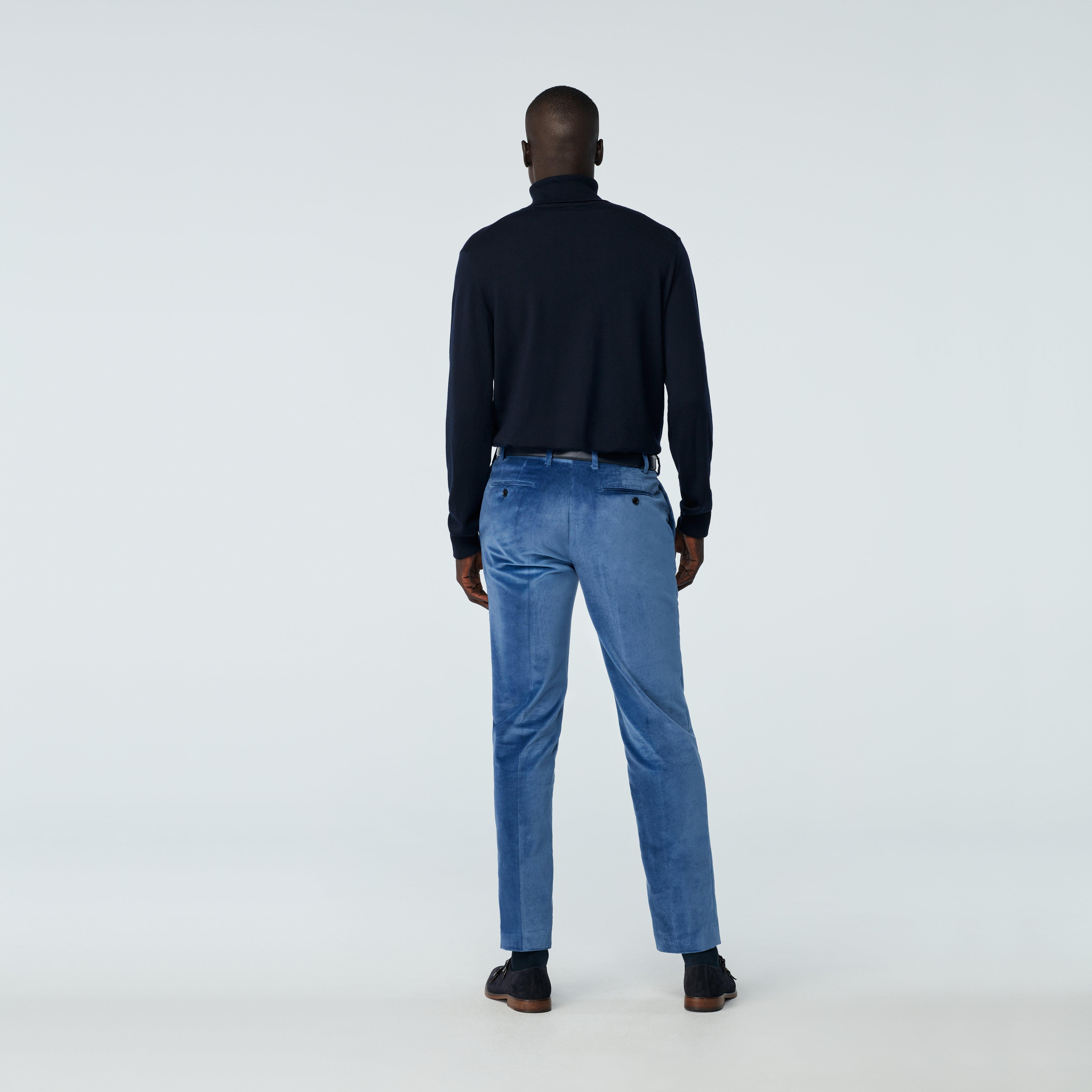 Custom Pants Made For You - Harford Velvet Stone Blue Pants | INDOCHINO