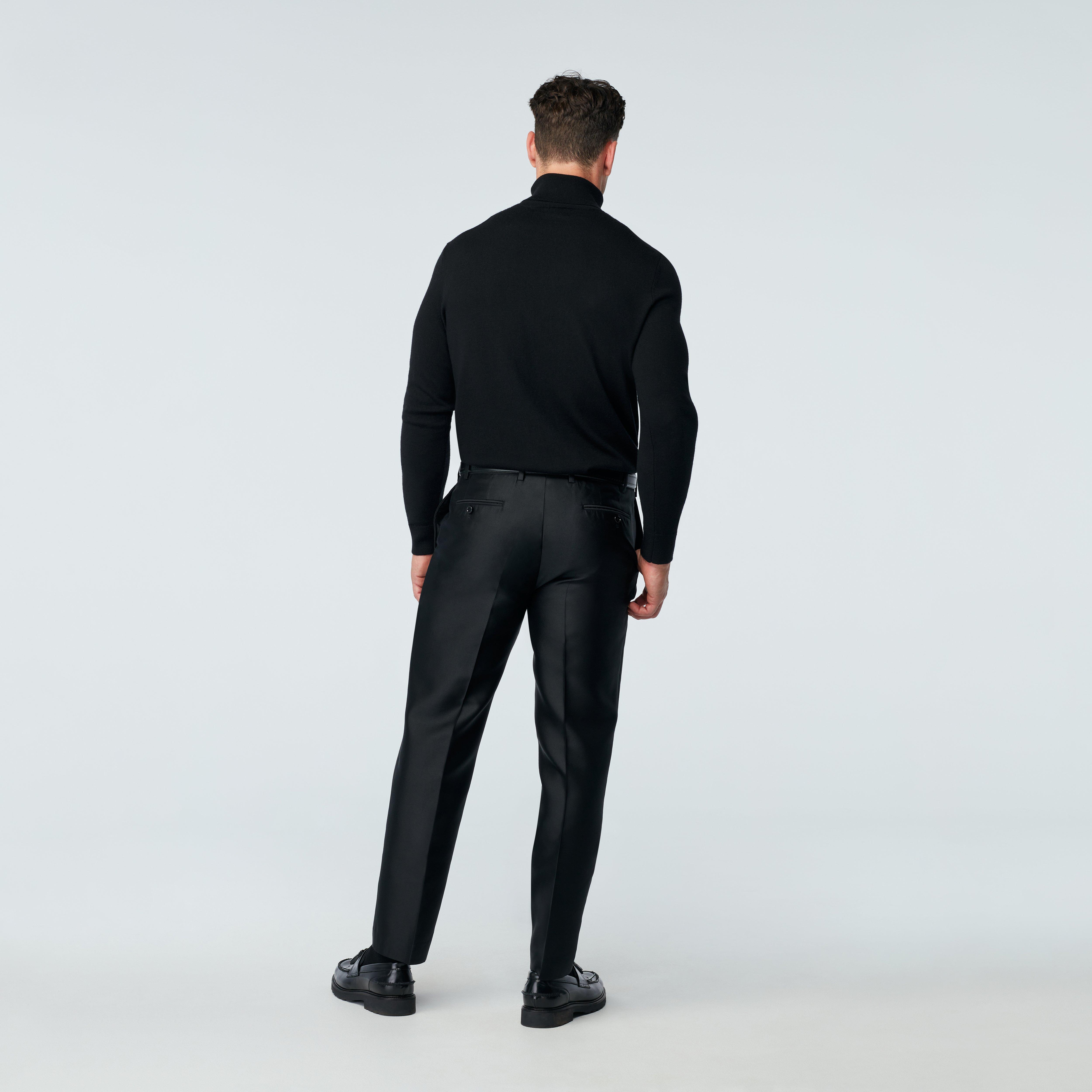Custom Pants Made For You - Hythe Silk Wool Black Pants | INDOCHINO