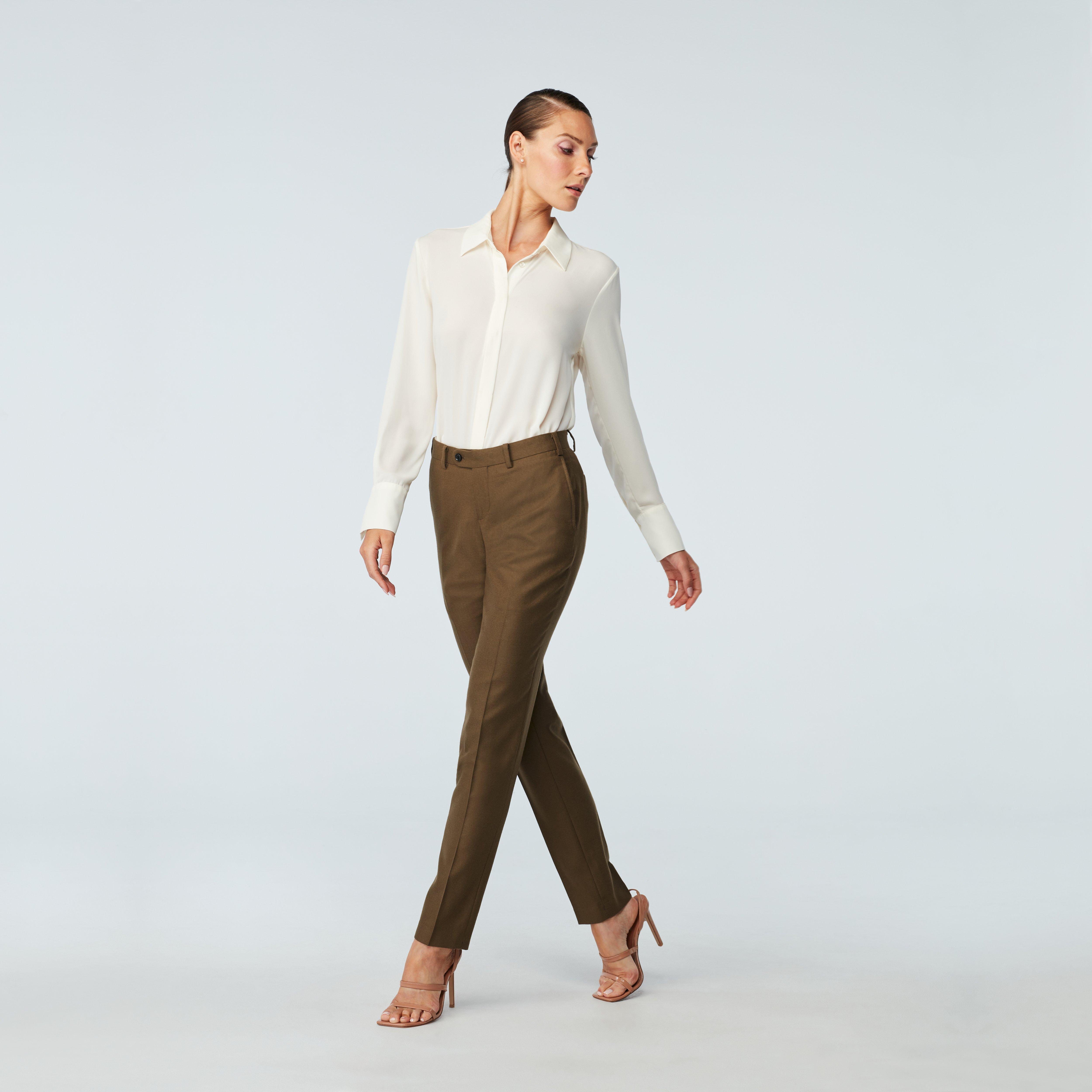 Custom Pants Made For You - Monza Royal Flannel Brown Pants Women ...